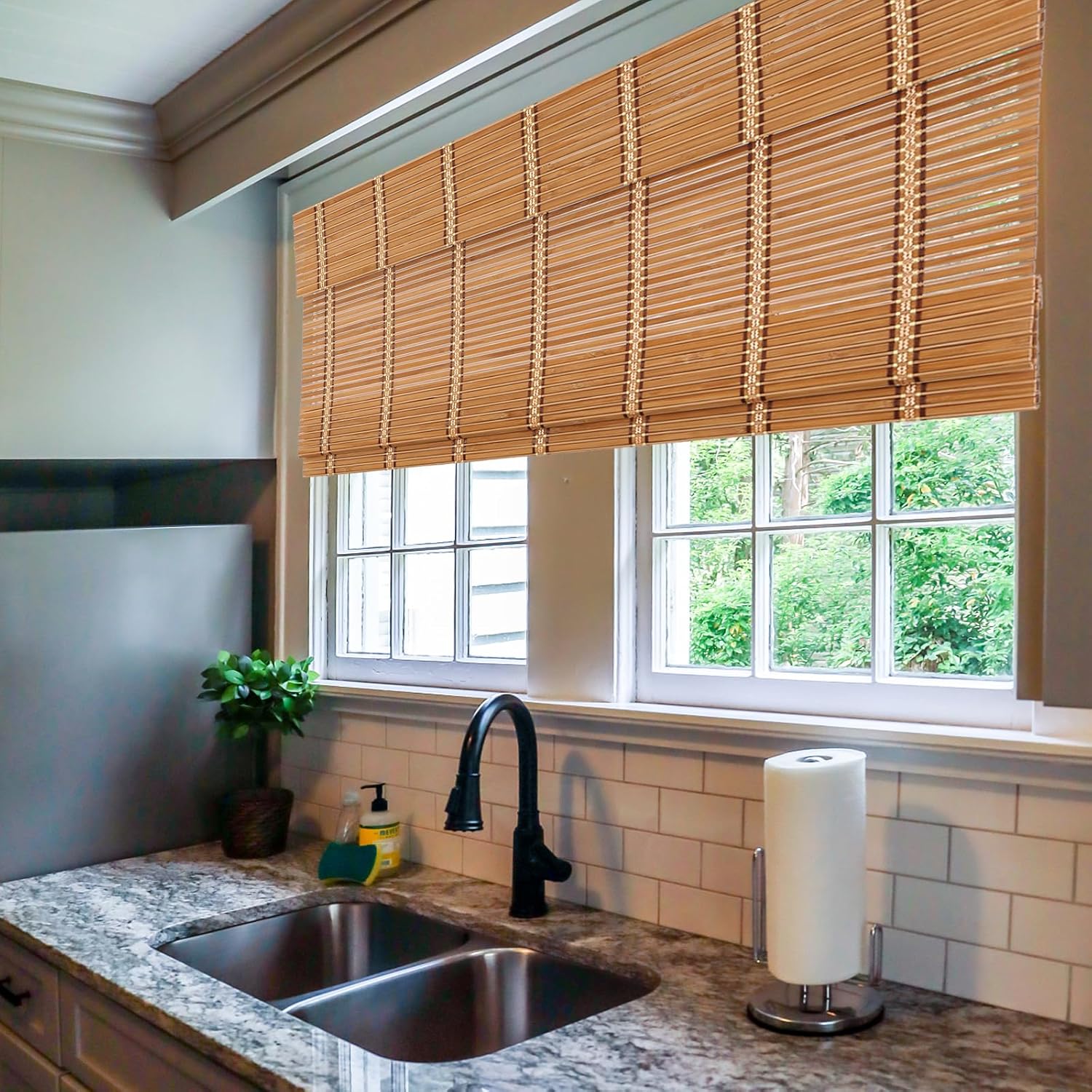Amazon.com: Sunbox Cordless Bamboo Roman Shade Blind, Woven Wood Roman ...