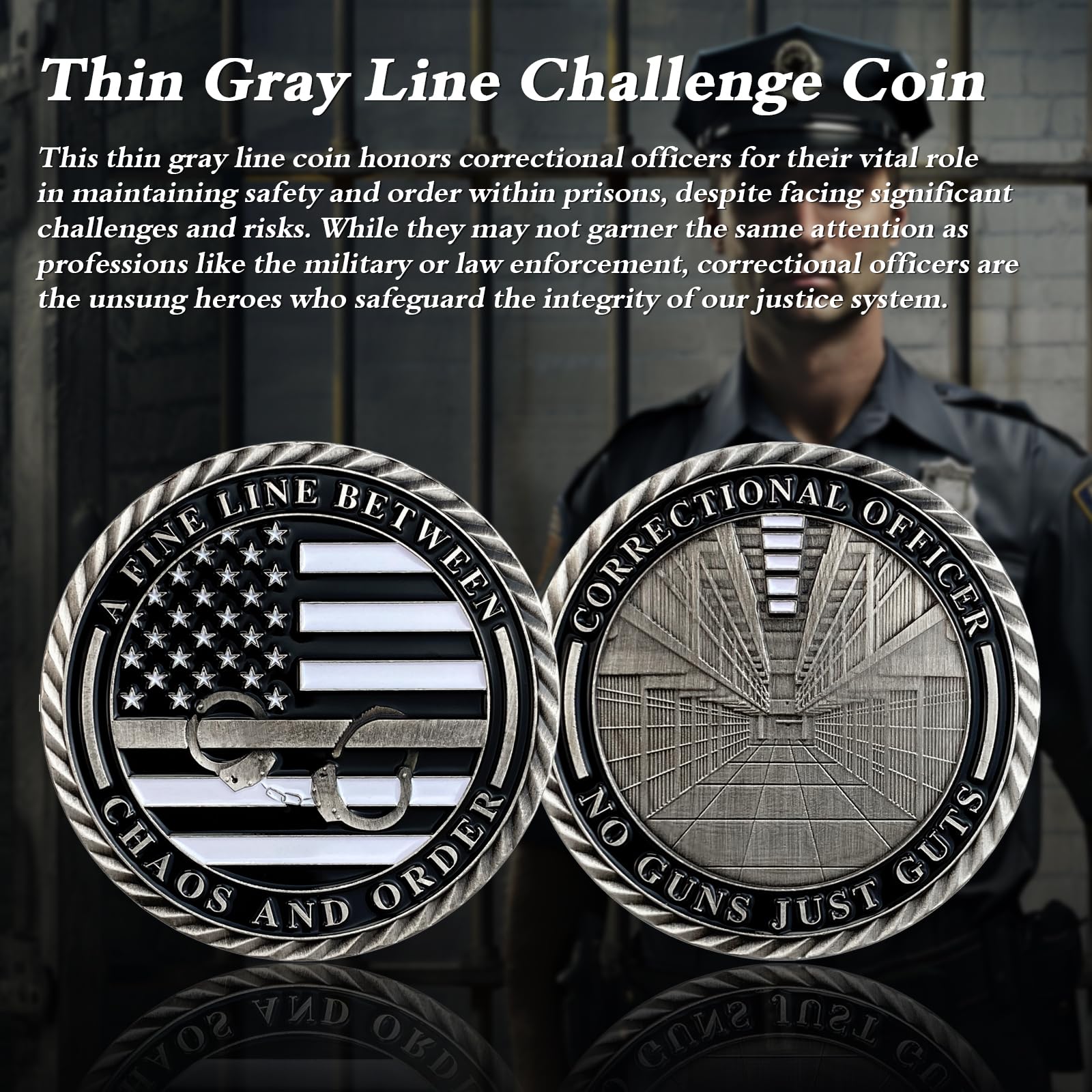 Snapklik.com : Delicate Thin Gray Line Challenge Coin - Correctional ...