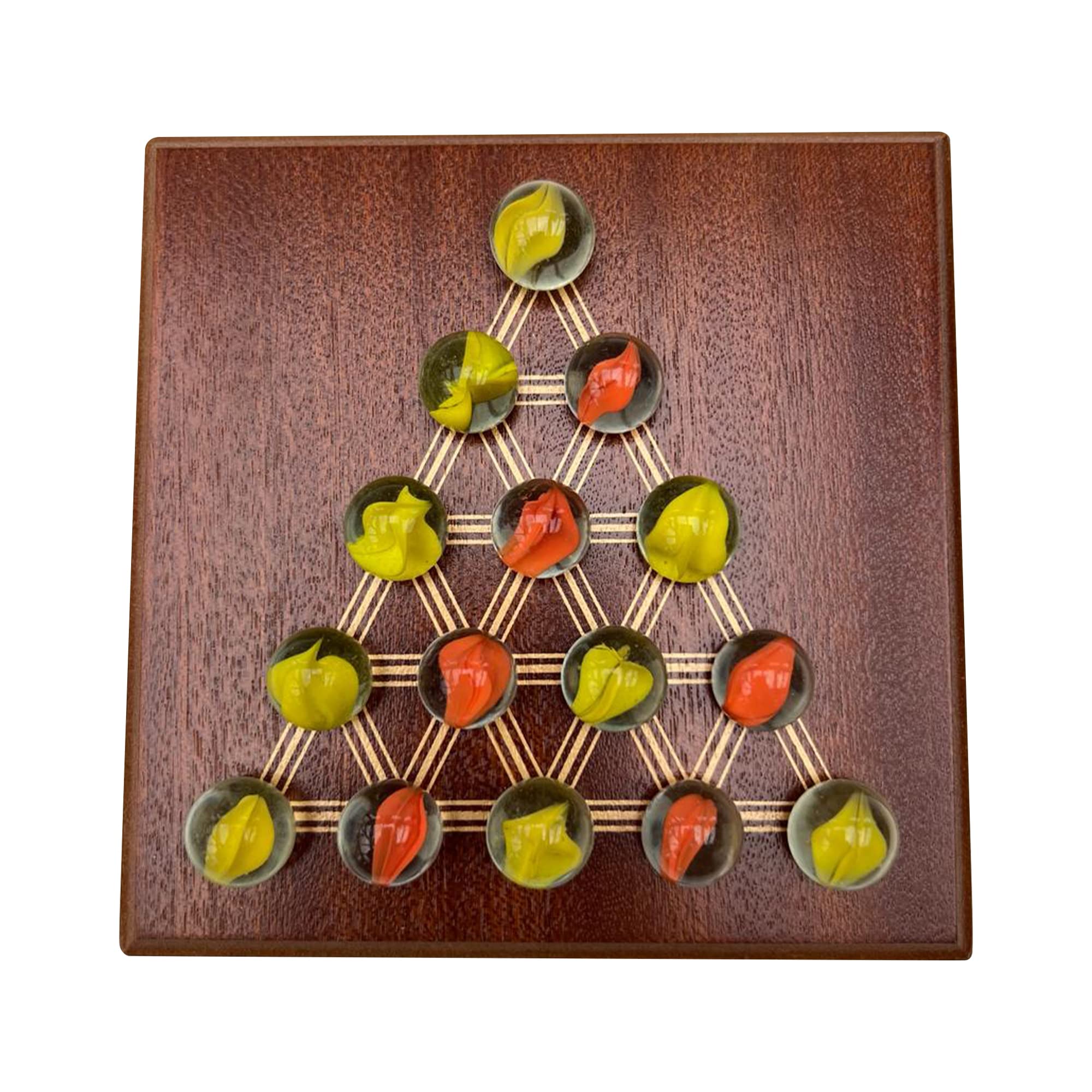 13cm Square wooden triangle marble solitaire game | classic wooden ...