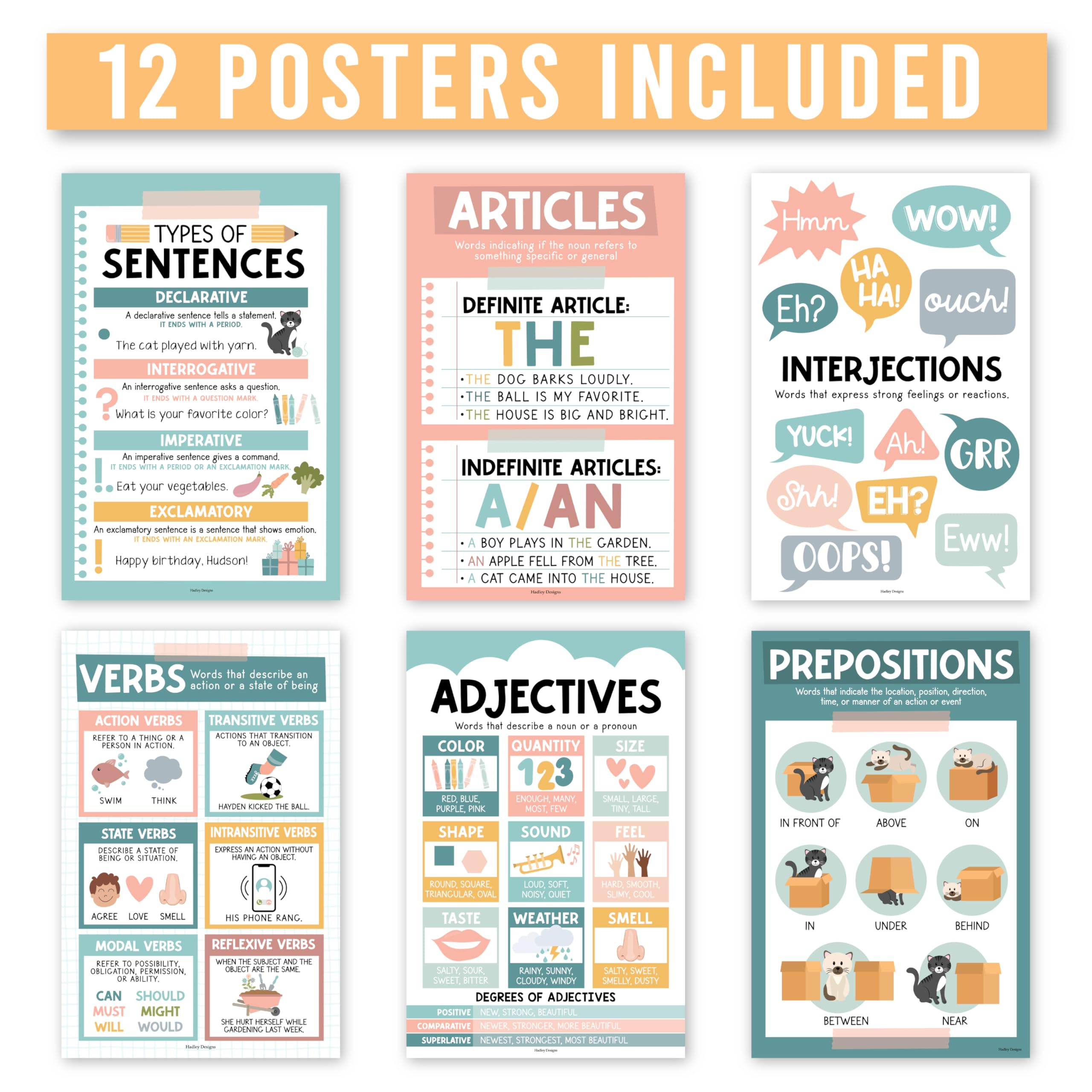 Nature Classroom Decor Hadley Designs Parts Of Speech Posters For ...