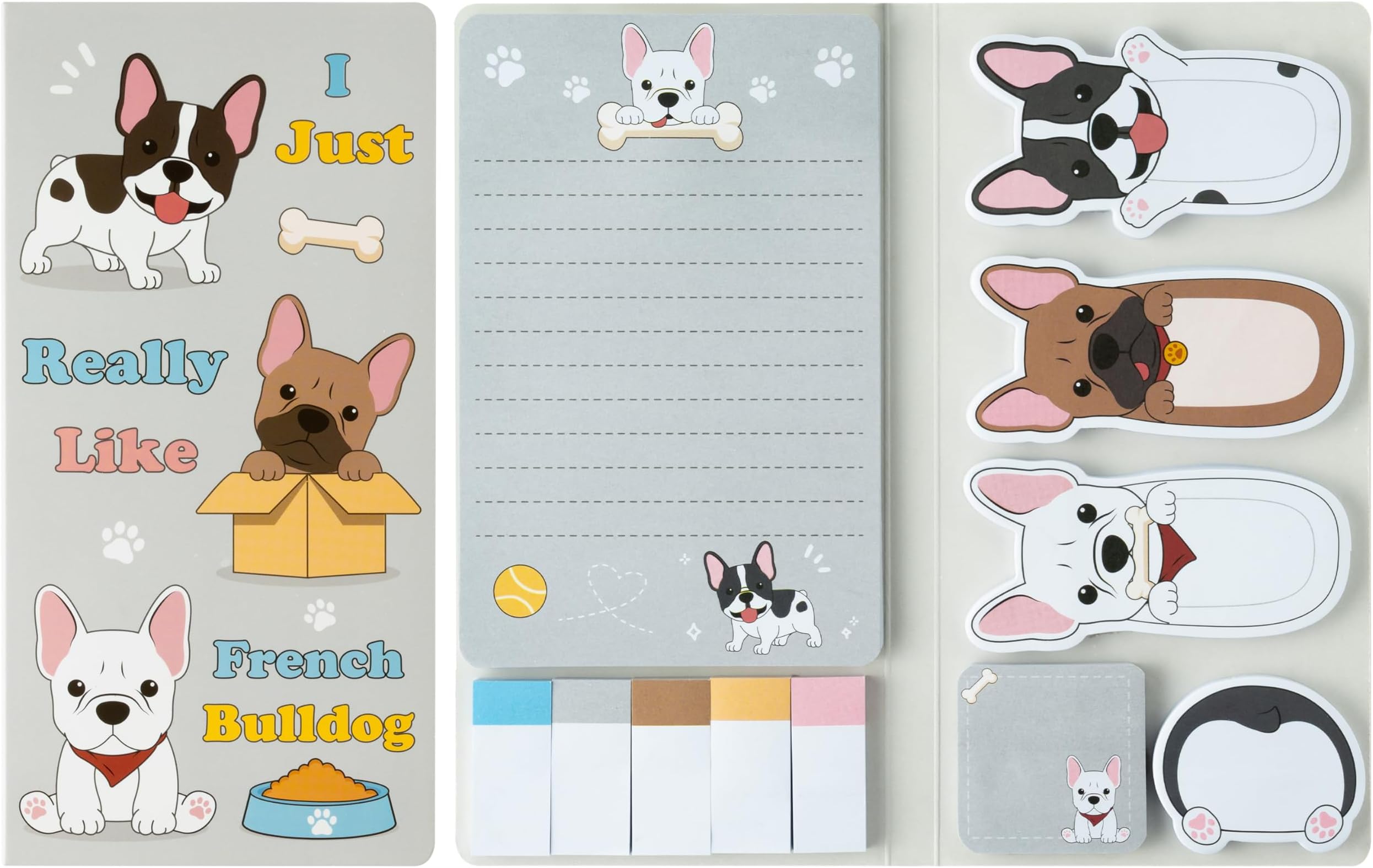 Amazon.com : French Bulldogs Sticky Notes - 4" x 3" 50 Sheets. Notepad ...
