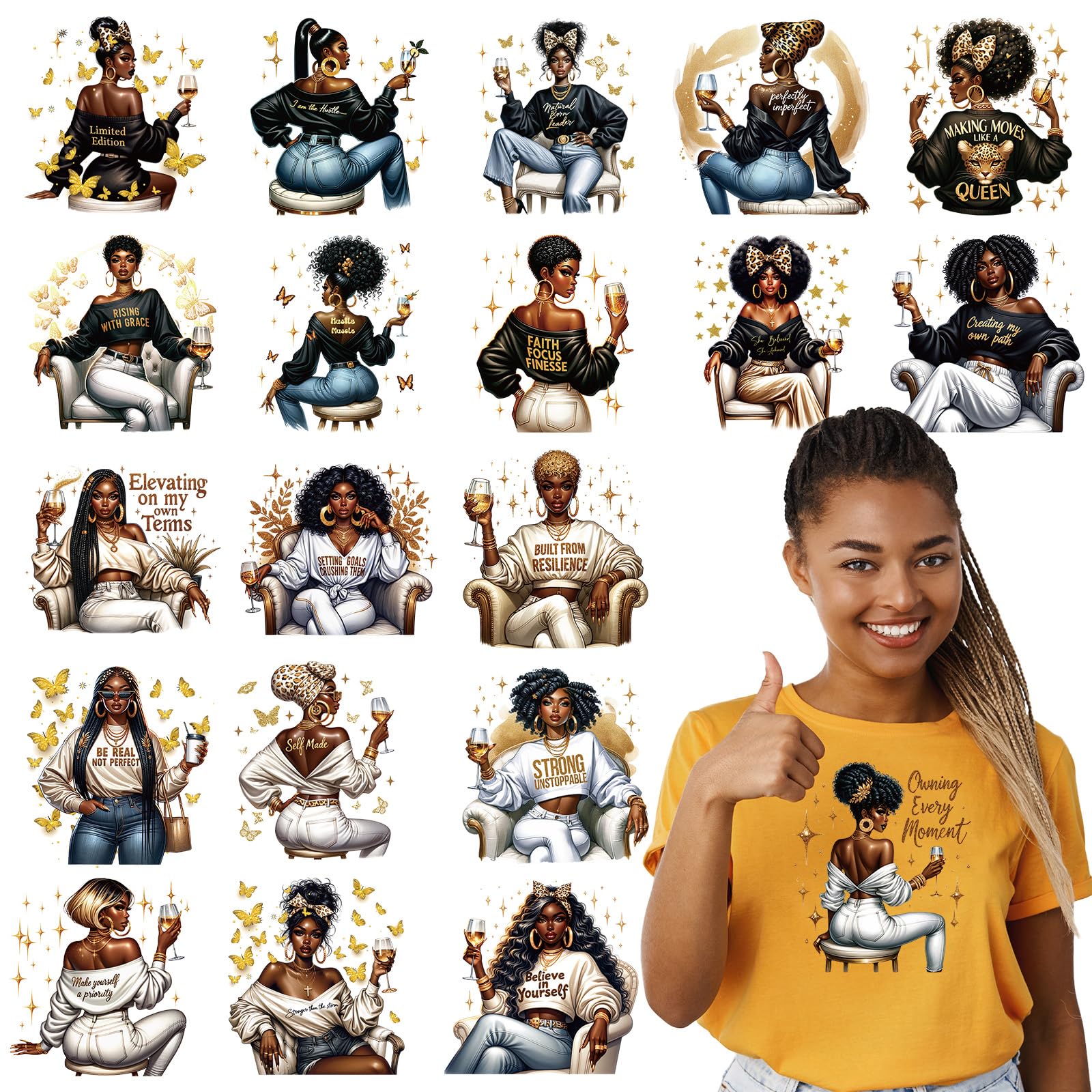 Amazon.com: Shejdgart Dtf Transfers Ready to Press - 20 Pcs African ...