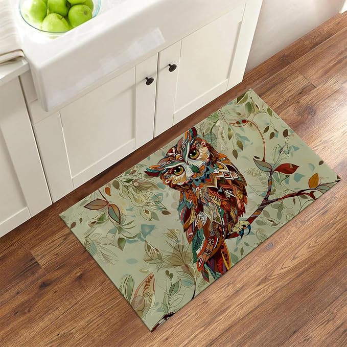 Amazon.com: Bidesk Aesthetic Owl Indoor Door Mat, Welcome Multicolored ...