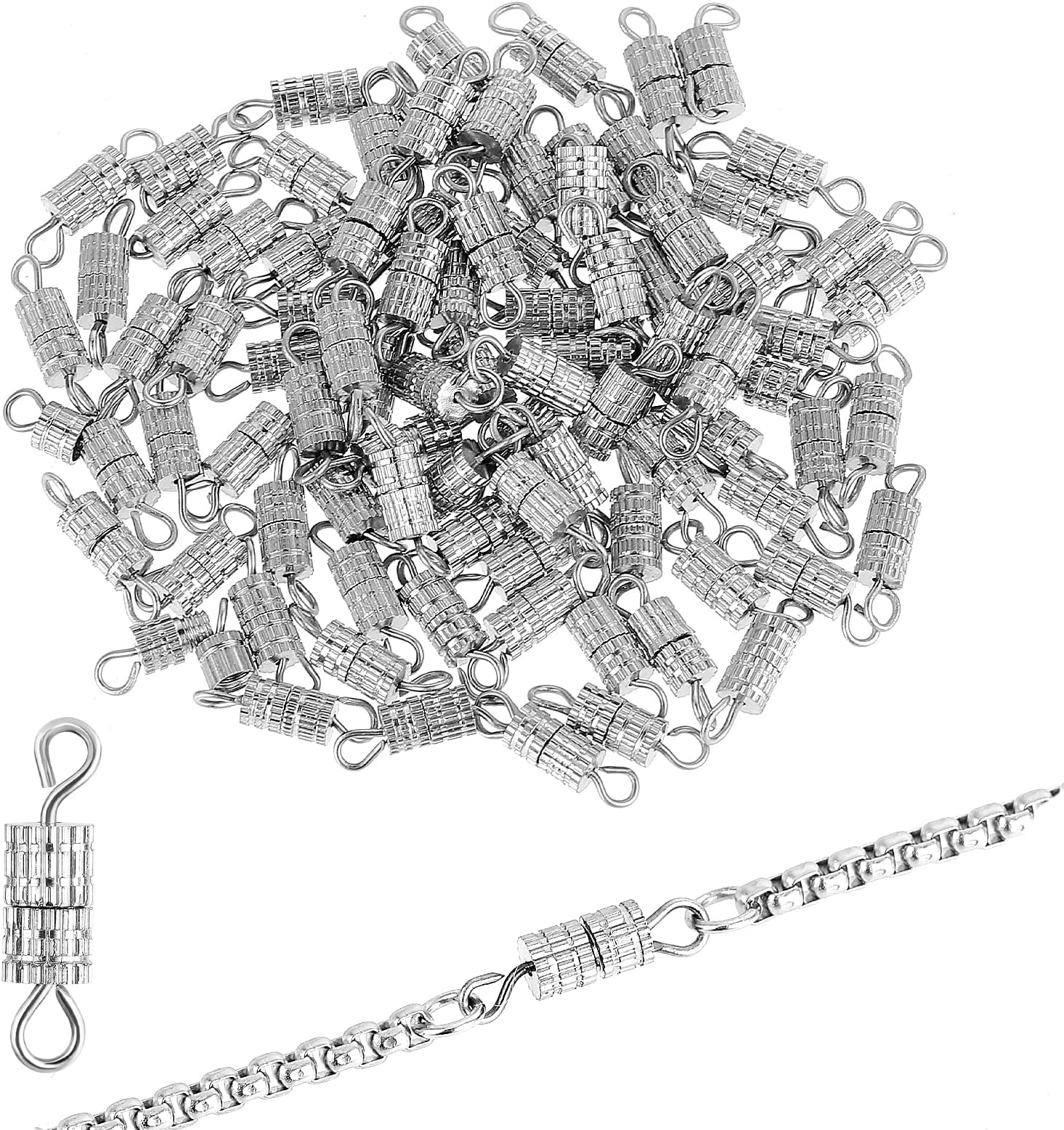 Amazon.com: 120PCS Barrel Clasps for Jewelry Making 4mm x 15mm Clasps ...