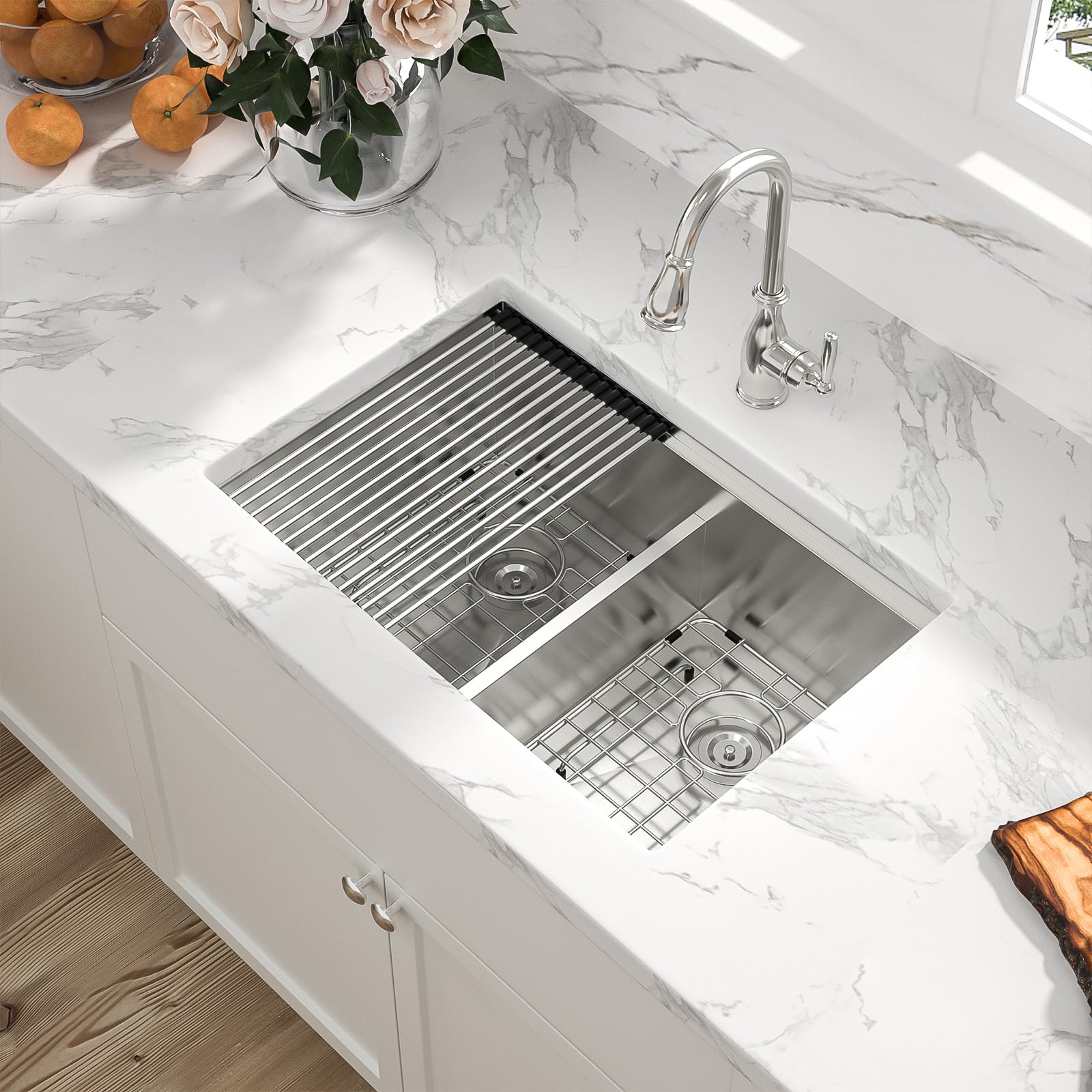 Snapklik.com : 28 Undermount Kitchen Sink Double Bowl - 28x19 Inch ...