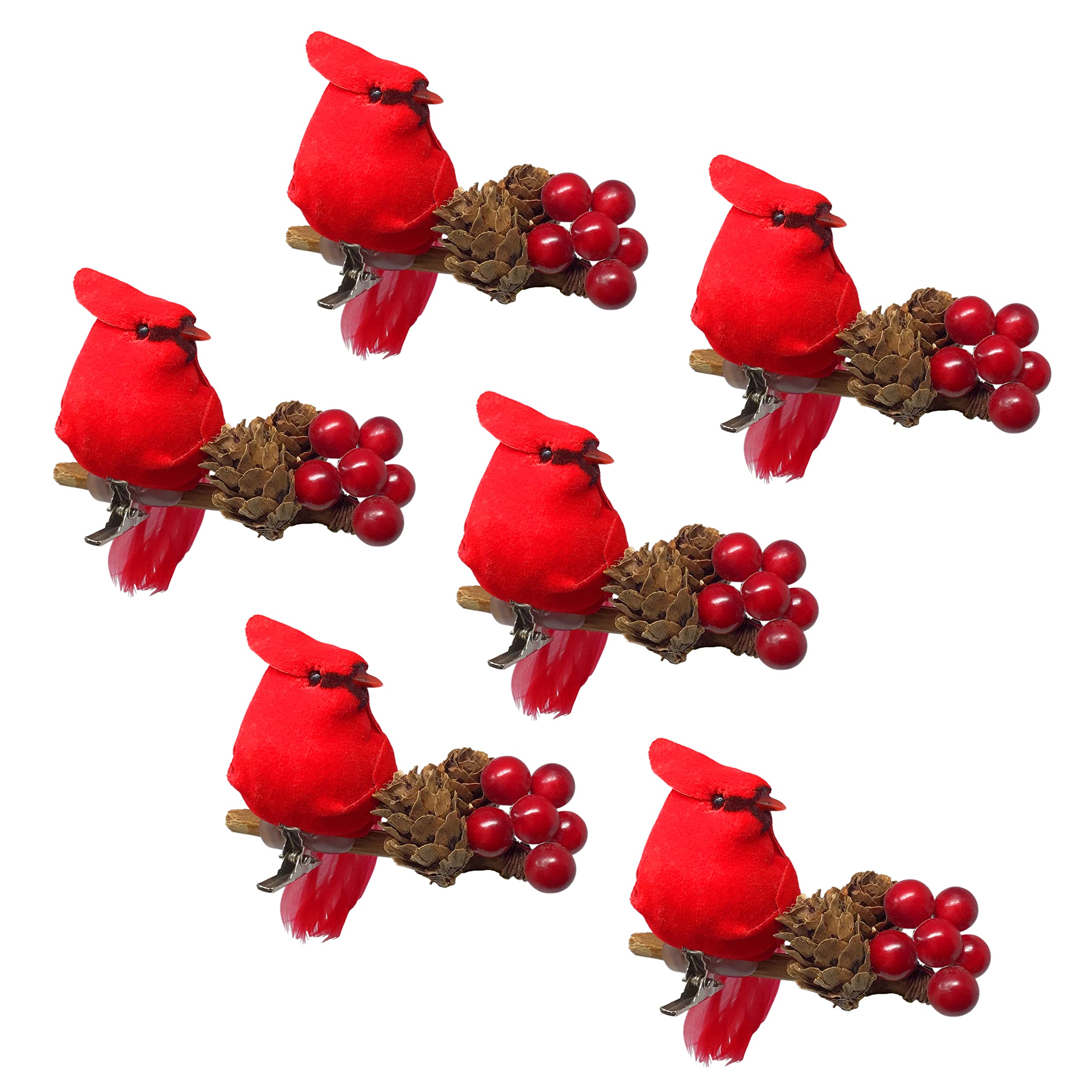 Amazon.com: Cardinal Christmas Birds with Clips - Set of 6 - Red ...