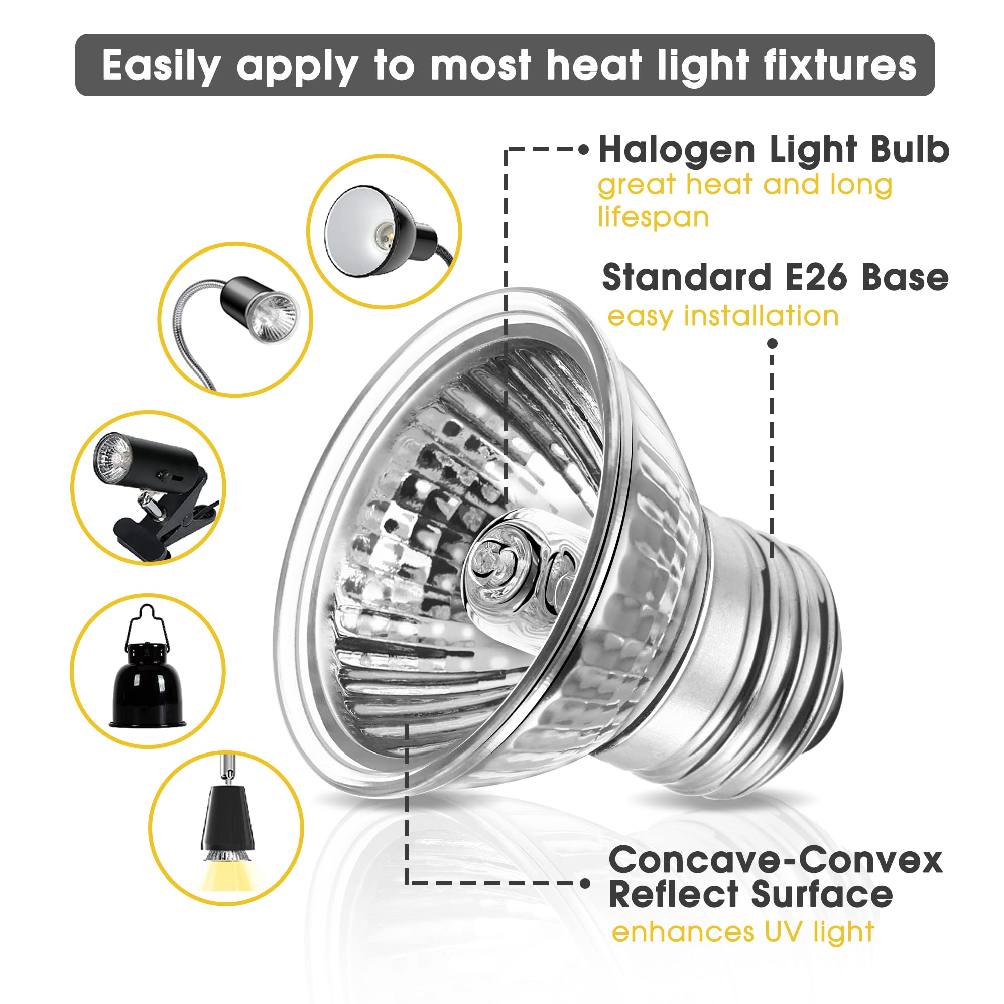 Snapklik.com : Reptile Heat Bulb 2 Pack, 50W UVA UVB Reptile Light ...