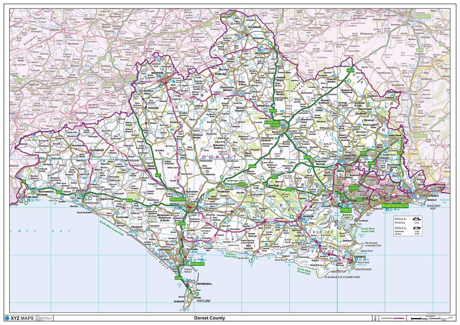 Dorset County Map-Paper : Amazon.co.uk: Stationery & Office Supplies