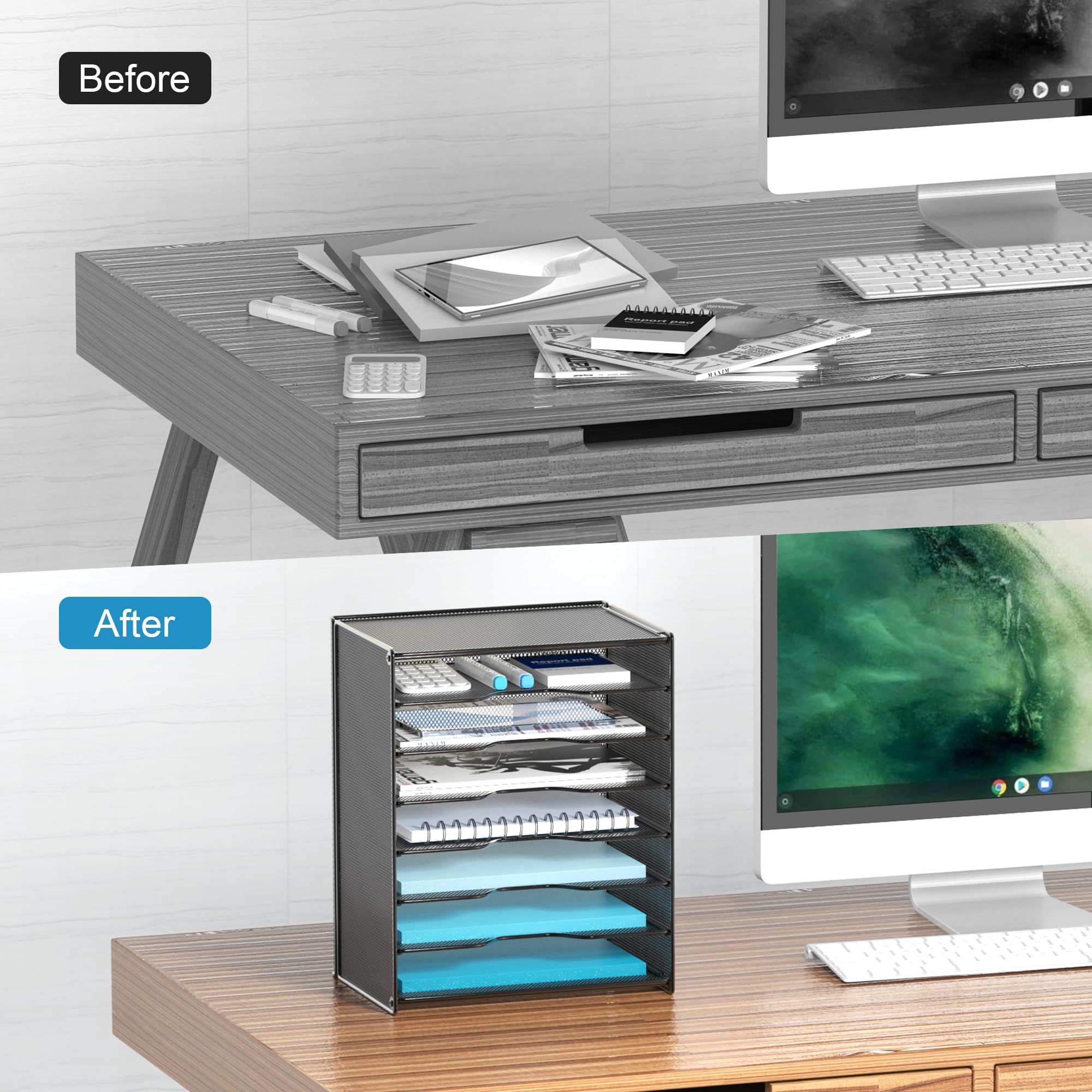Snapklik.com : Samstar 8 Tier Paper Organizer, Desk File Organizer Paper Letter Tray Paper File ...