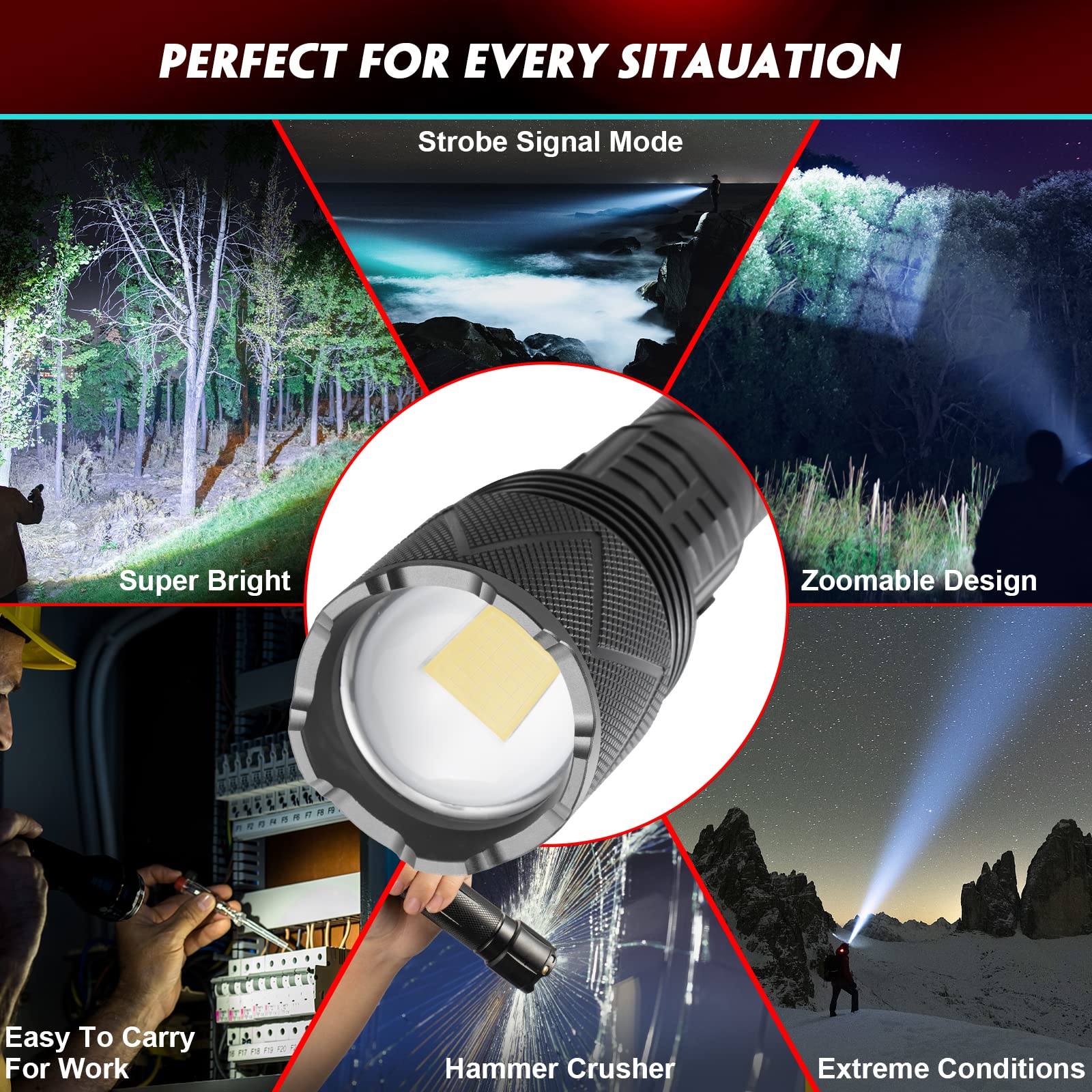 LED Torch High Lumen, Powerful 8000 Lumen Super Bright Torch with USB ...