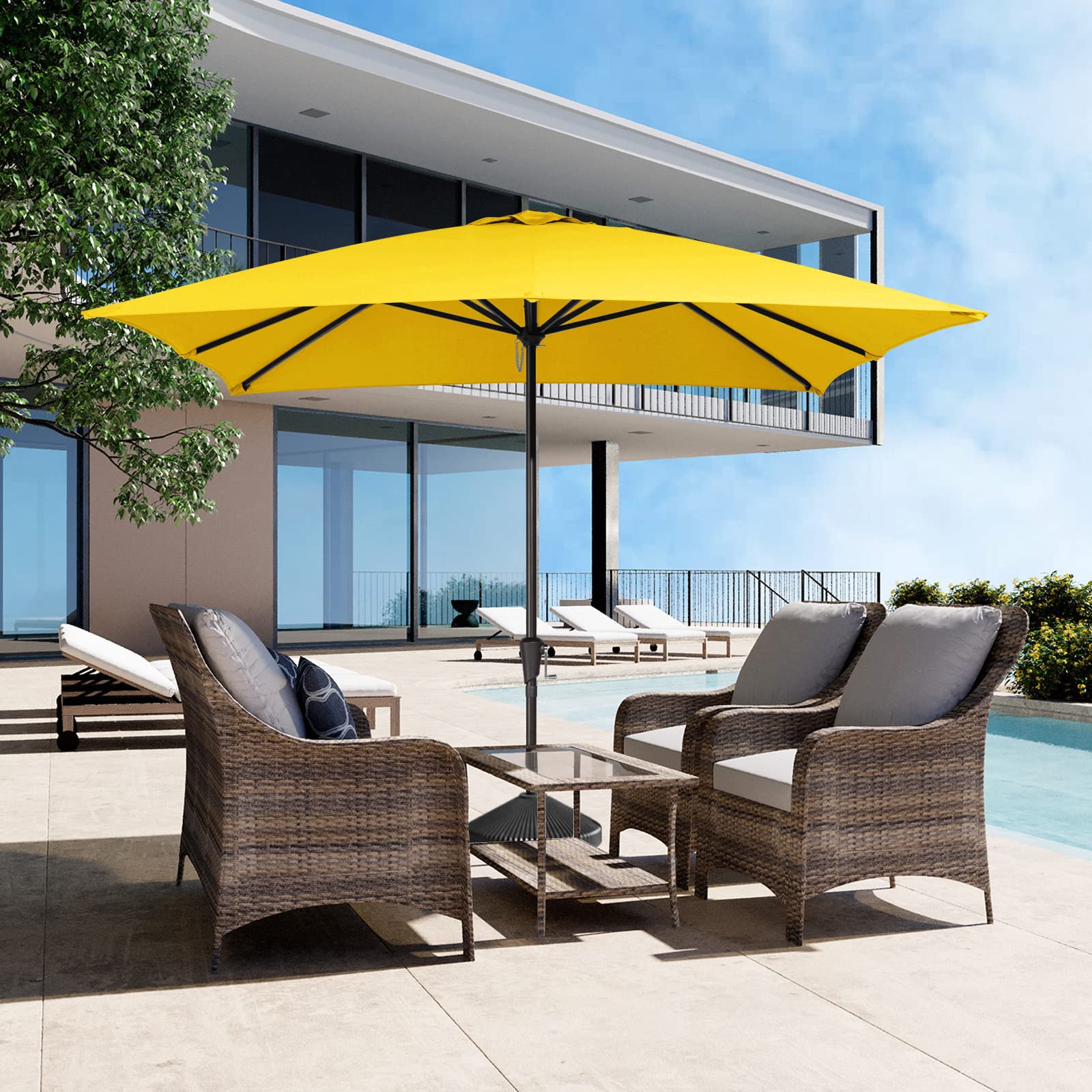 Amazon.com : JEAREY 8' x 10' Rectangular Patio Umbrellas Outdoor Large ...