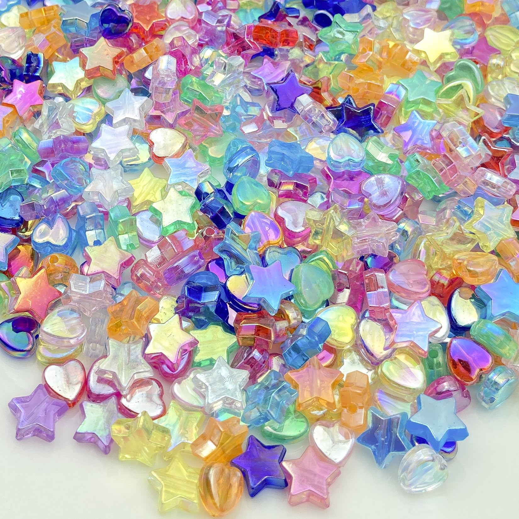 Amazon.com: Daiyifiy 450Pcs Acrylic Beads AB Crystal Star Beads Heart ...