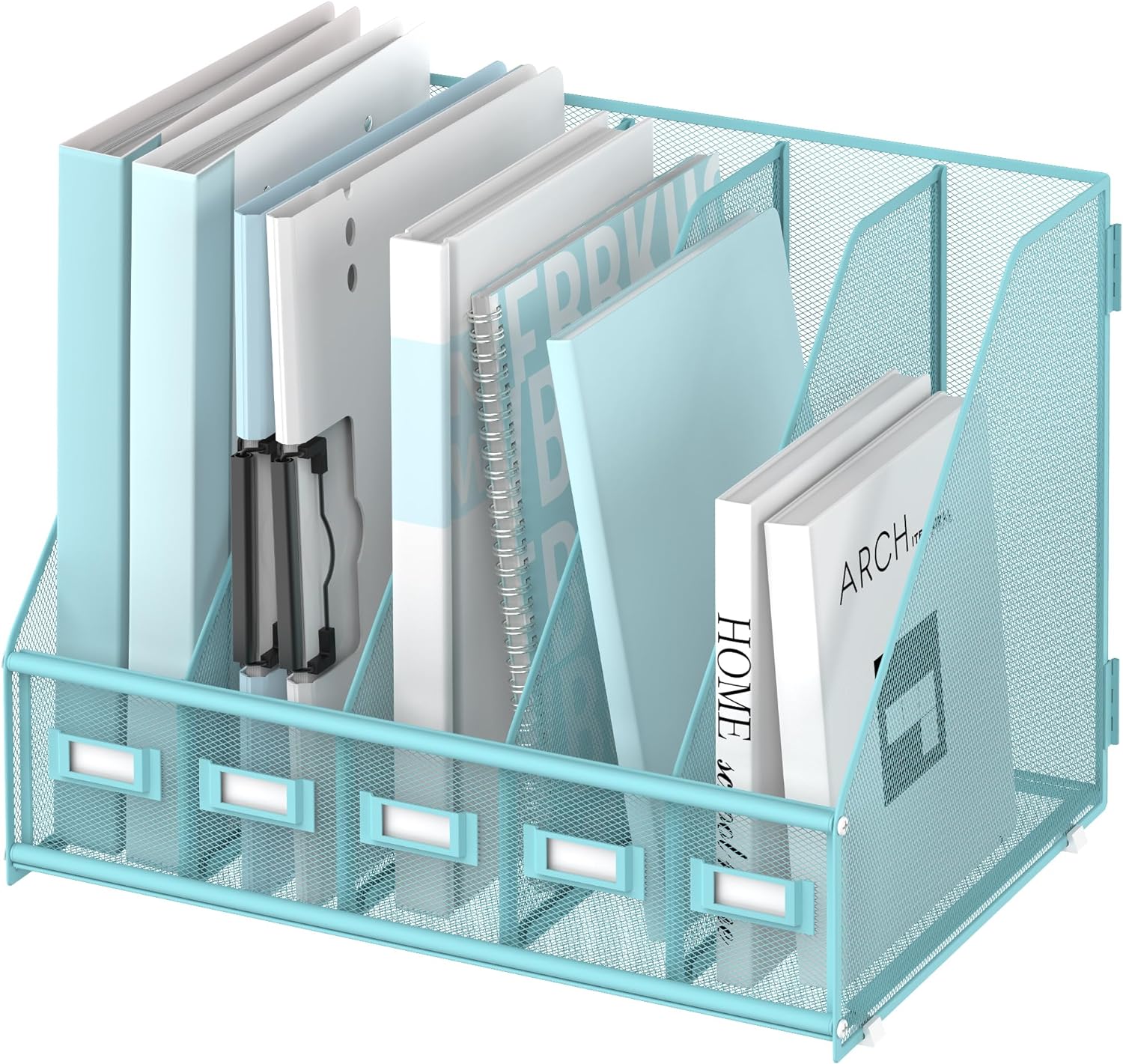 SUPEASY Desk Organizers Metal Desk Magazine File Holder with 5 Vertical ...