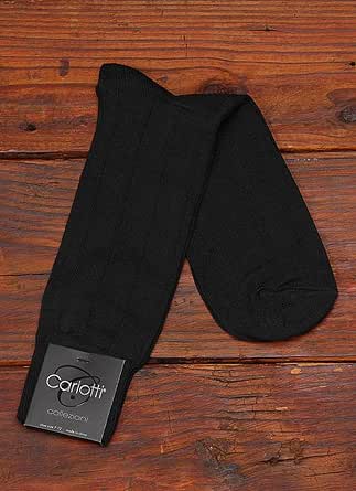 Carlotti Black Ribbed Socks = One Size at Amazon Men’s Clothing store ...