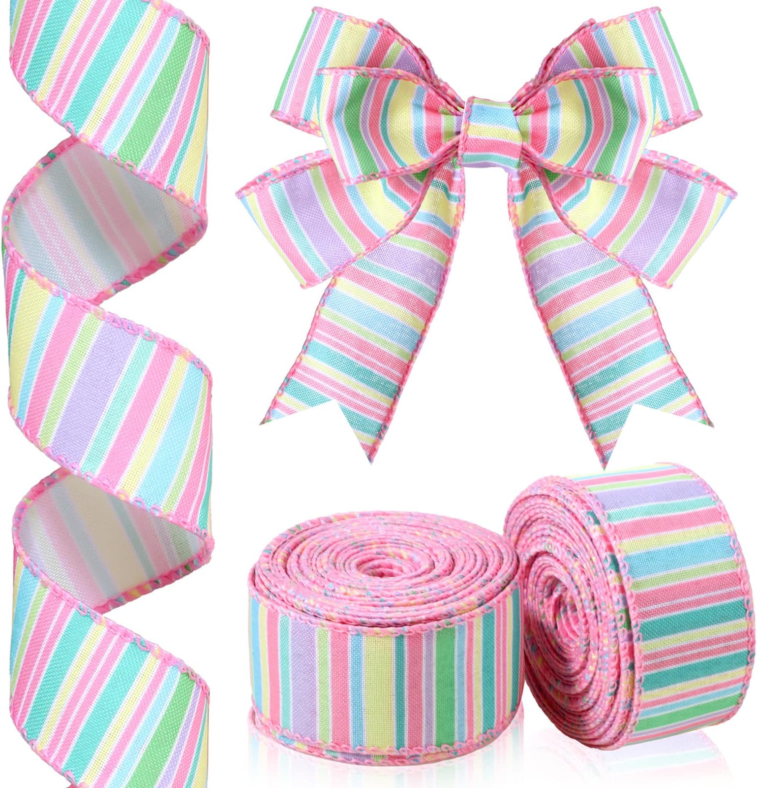 Amazon.com: 4 Rolls Easter Ribbons, 24 Yards Bunny Egg Floral Carrot ...
