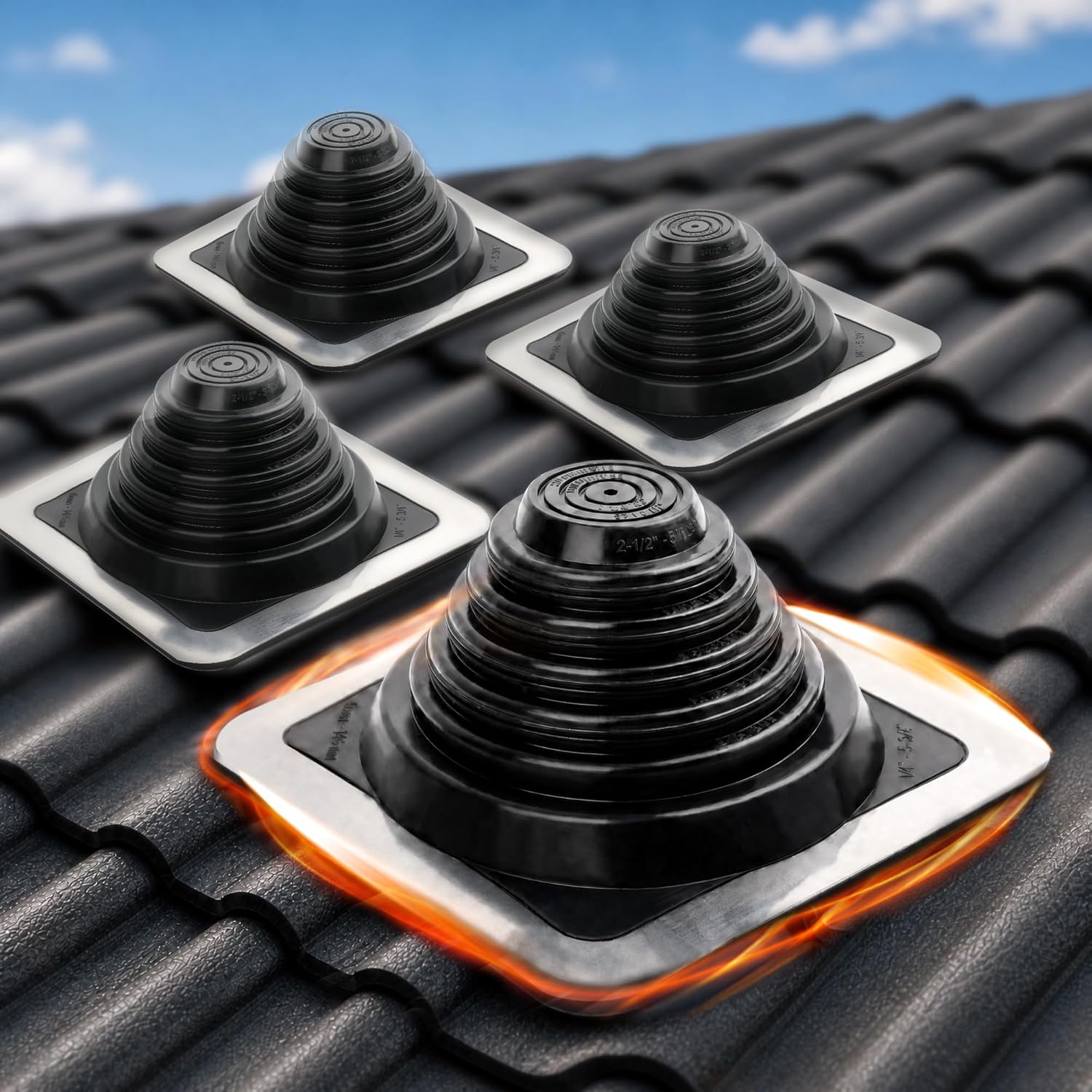AOTHOTOP #3 Metal Roof Pipe Flashing, Metal Roofing Pipe Boot Kit, High ...