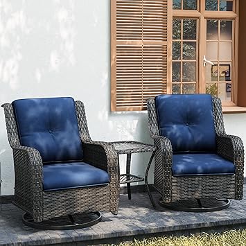Amazon.com : Joyside Outdoor Swivel Rocker Patio Chairs Set of 2 and Matching Side Table - 3 ...