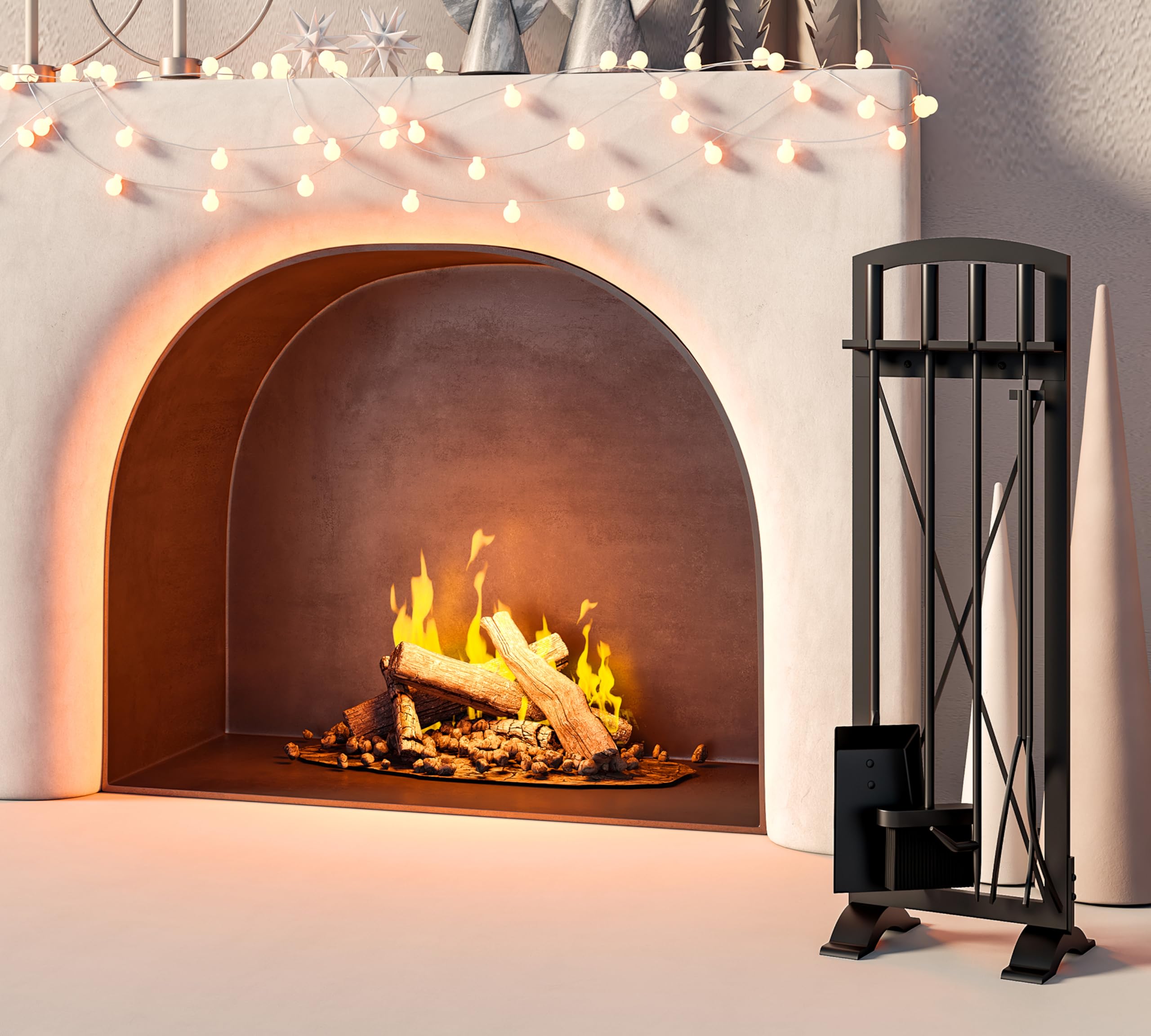 Amazon.com: CALIDOLA 5 Pieces Wrouhgt Iron Fireplace Tools Set with ...