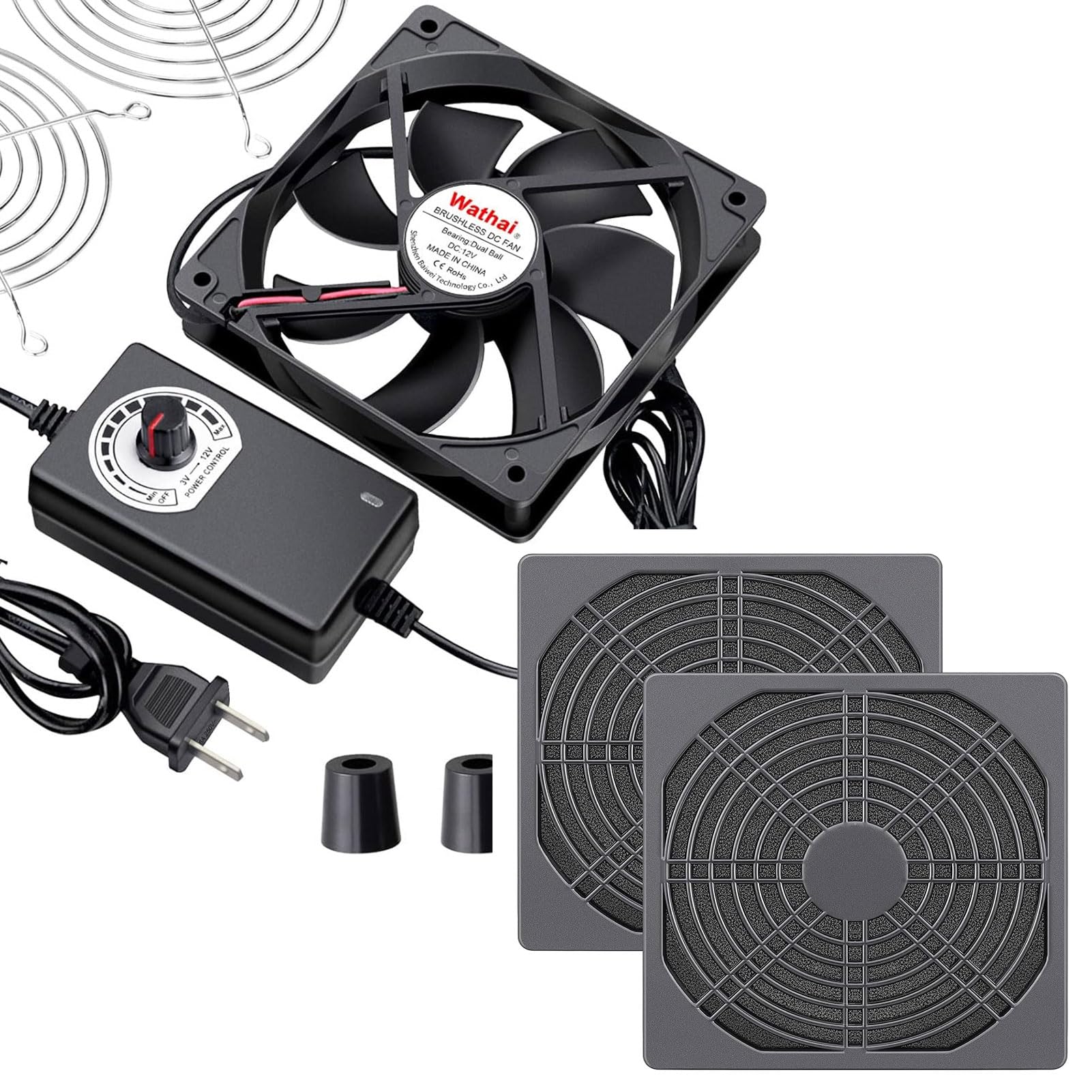 Amazon.com: Wathai 120mm x 25mm AC Powered Computer Fan with AC Plug ...
