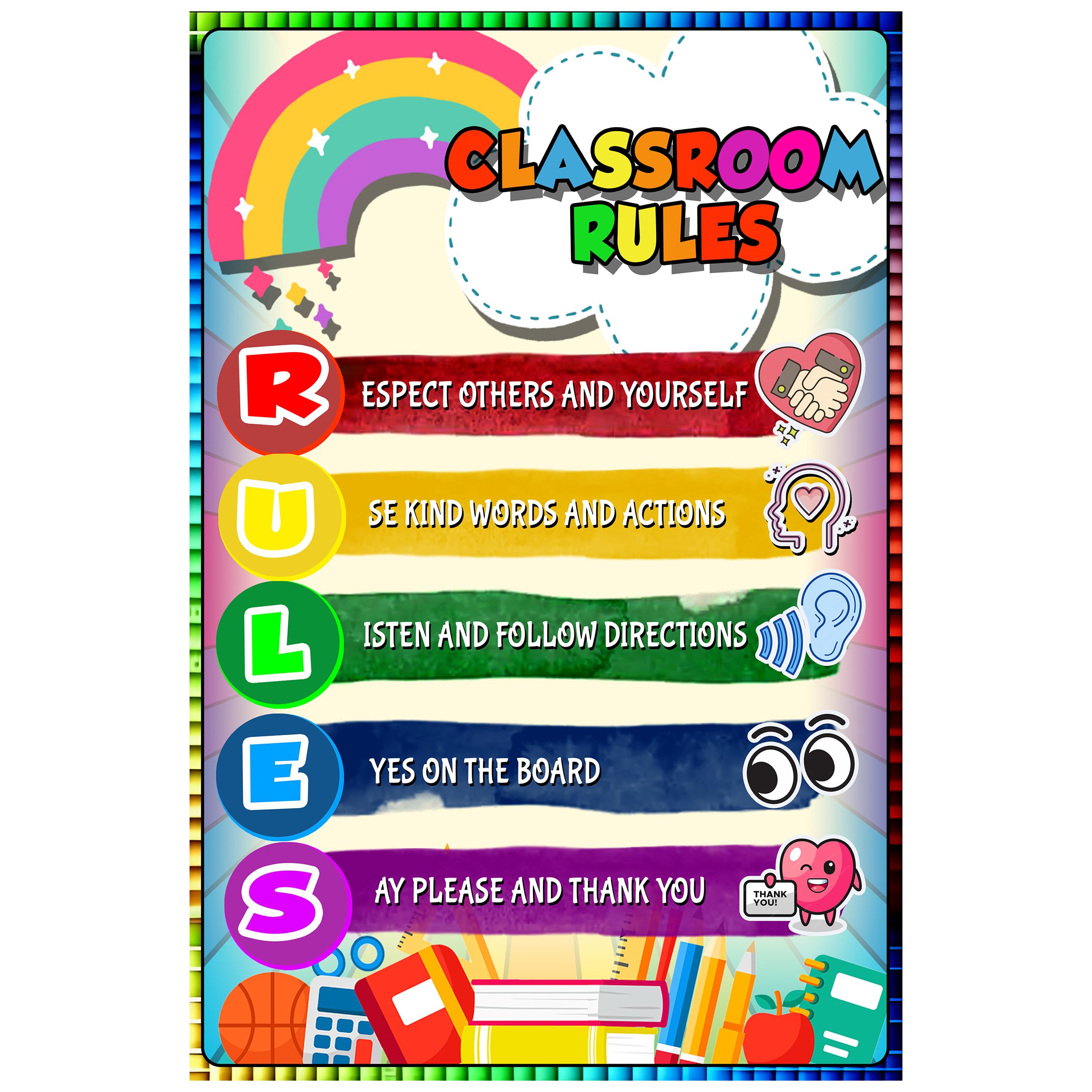 Snapklik.com : ADOGEO Comprehensive Classroom Rules Posters For All ...