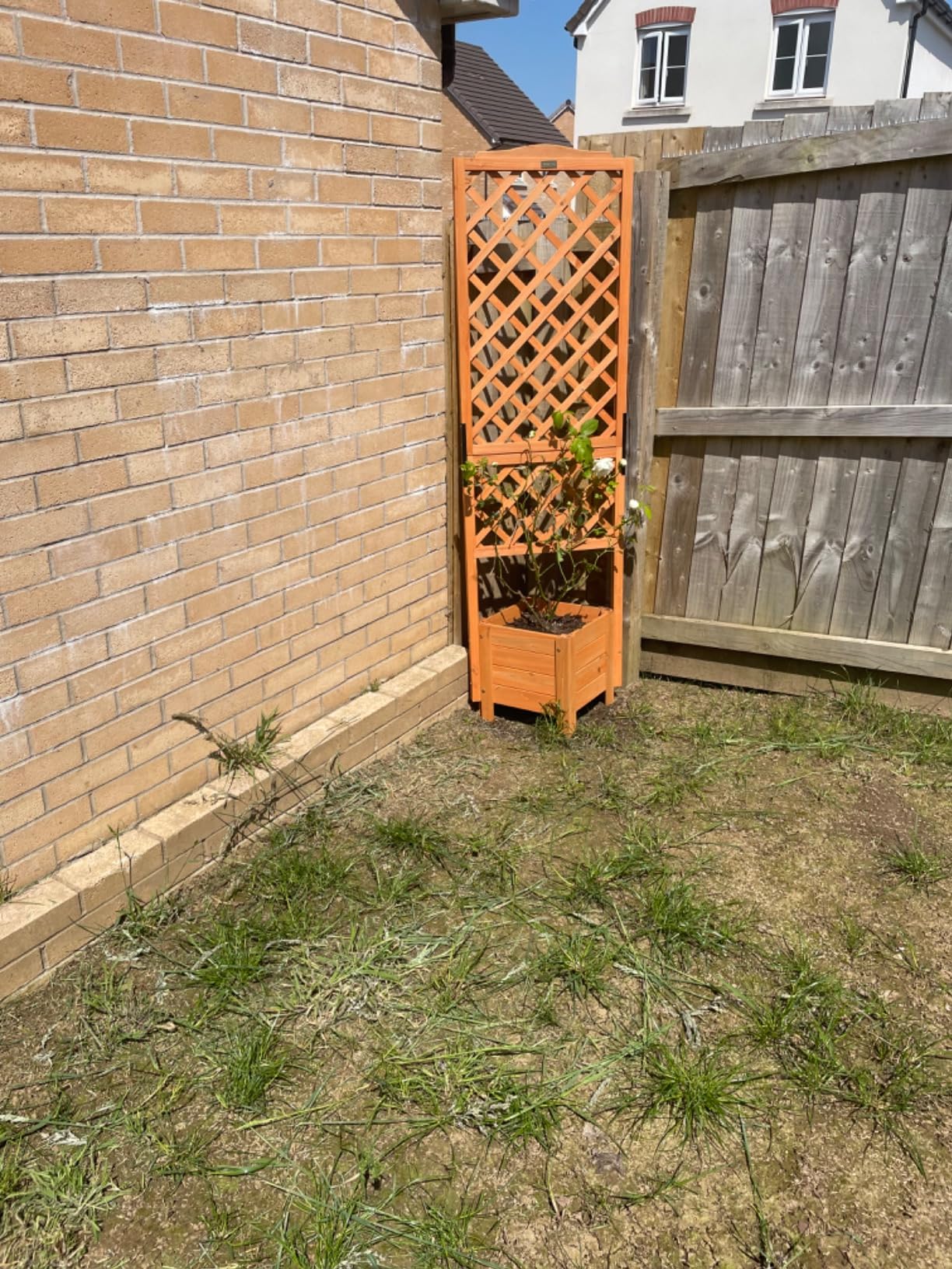 TANGZON Raised Garden Bed with Trellis, Wooden Vertical Trough Planter ...