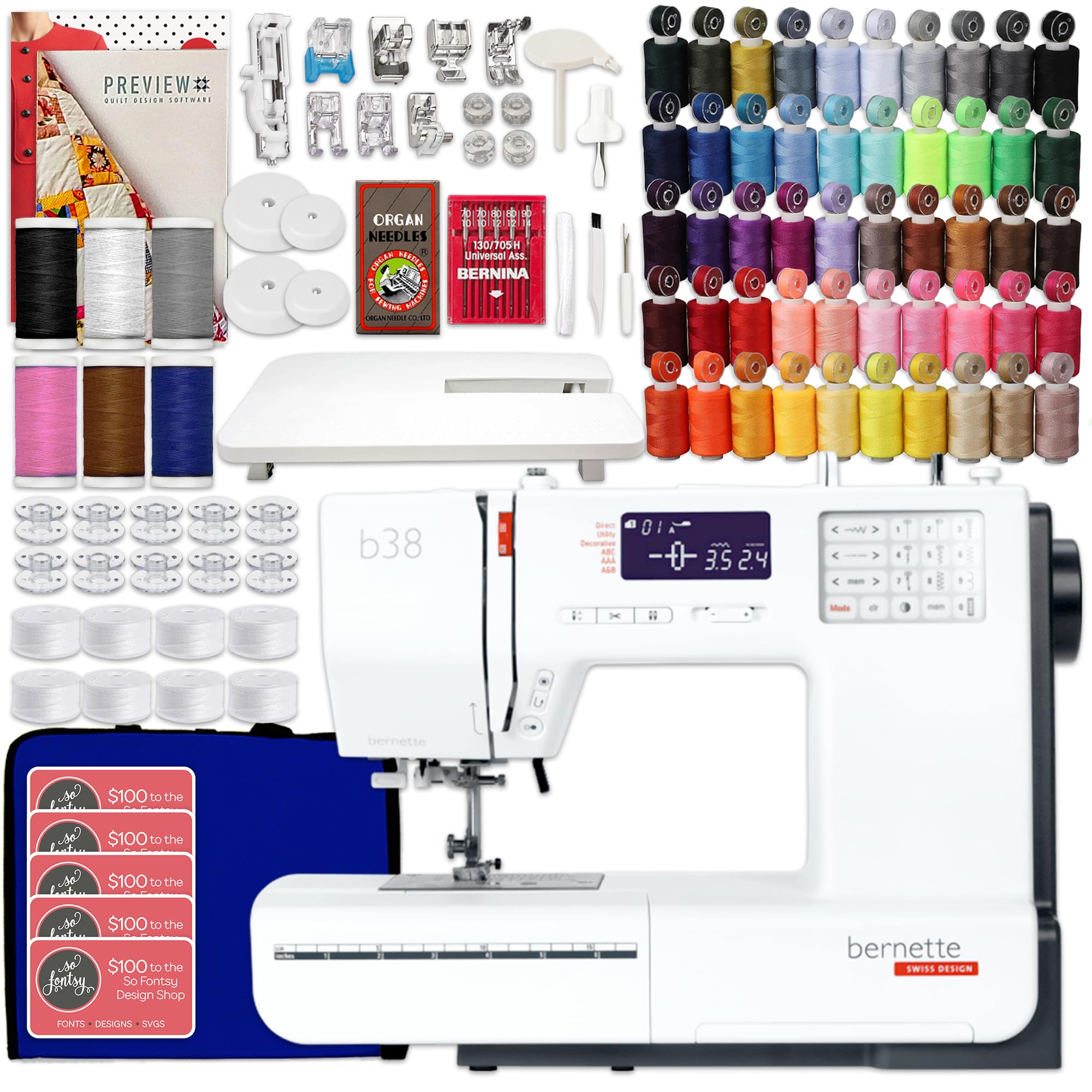 Amazon.com: Bernette B38 Top End Sewing Machine with Extension Table ...