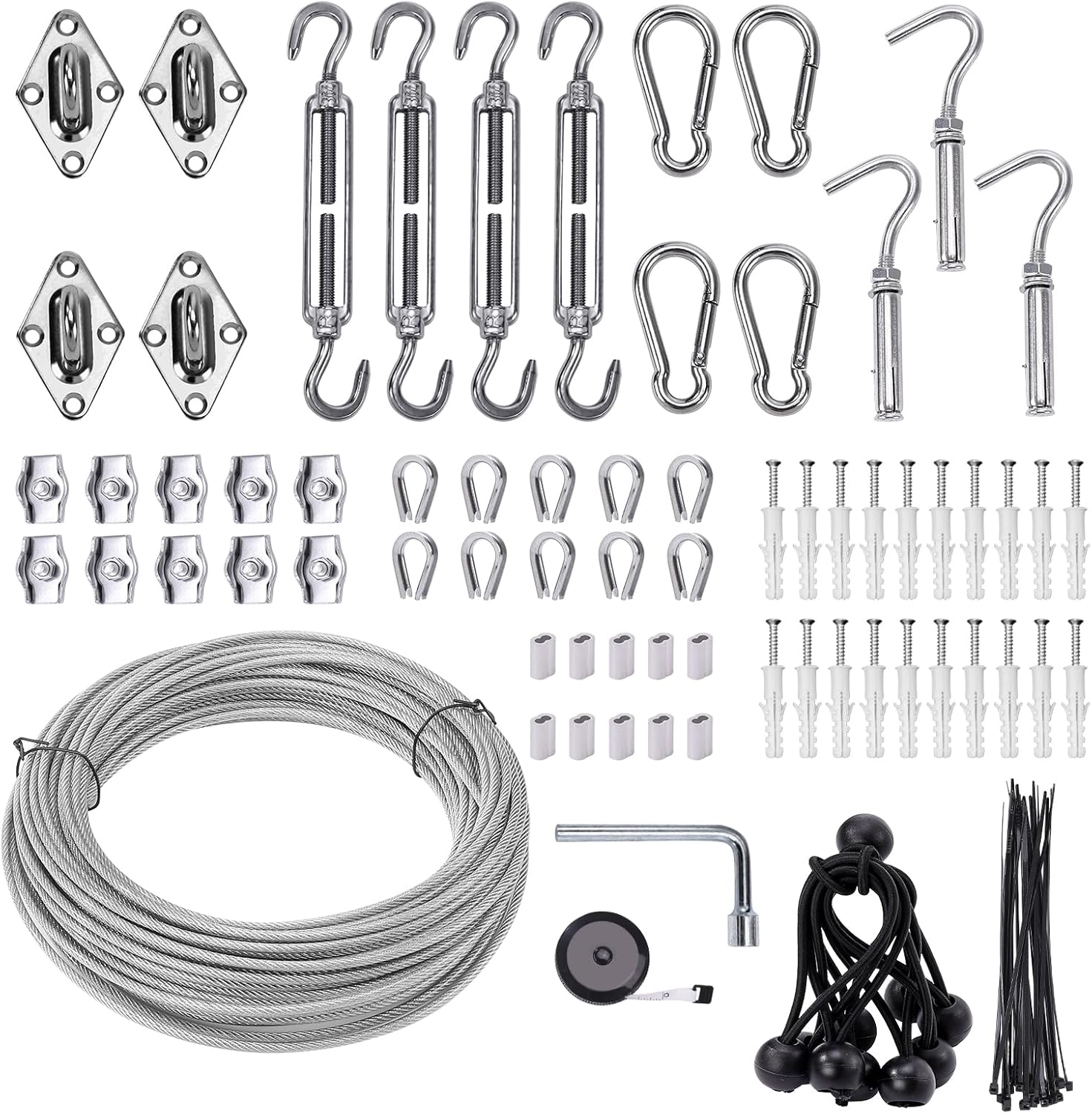 Amazon.com: Unicaravan Shade Sail Hardware Kit 6 inch with 65.5FT 1/8 ...