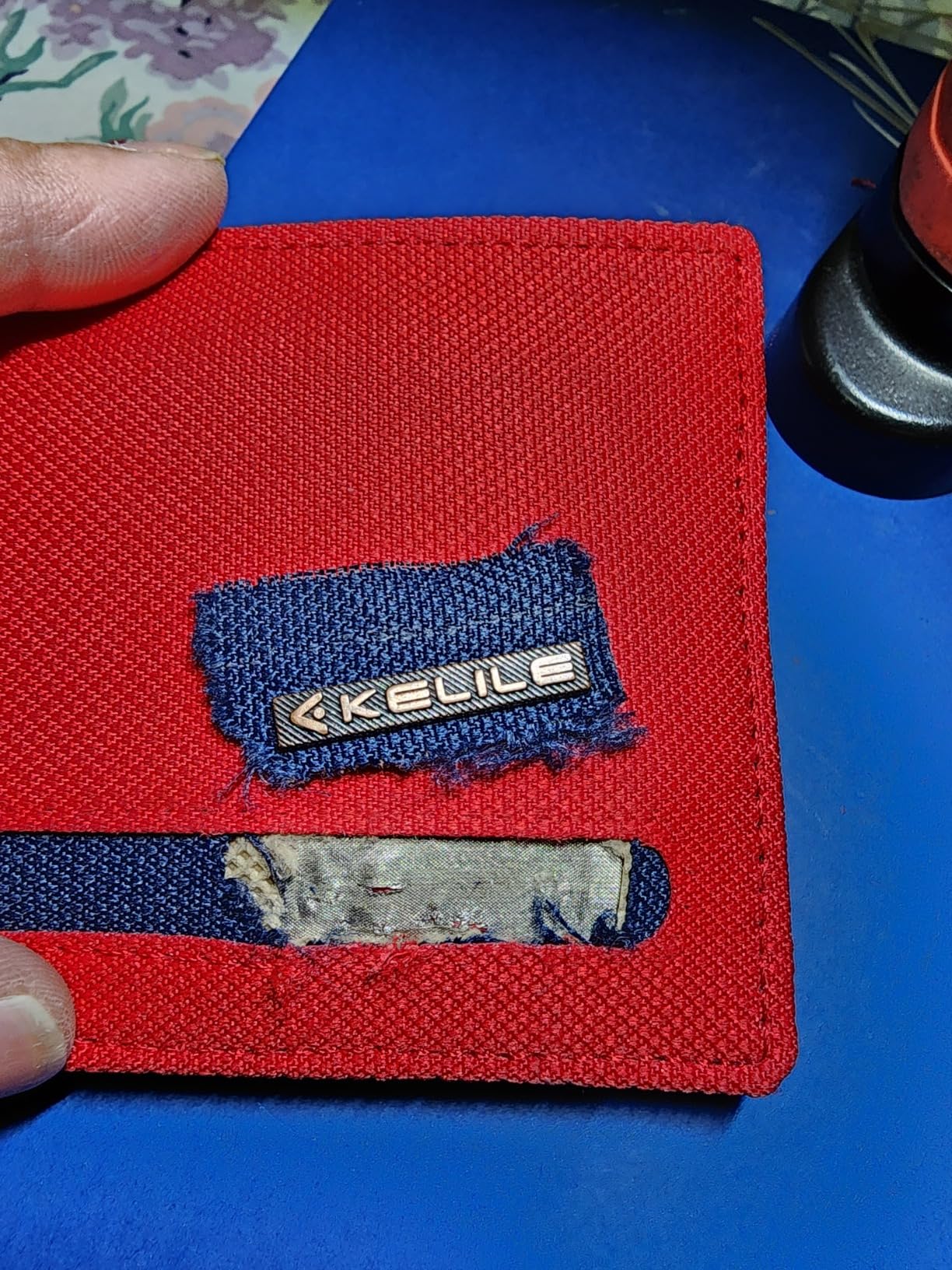 Buy Kelile India RFID Protected Fabric Wallet for Men Red Colour Blue ...