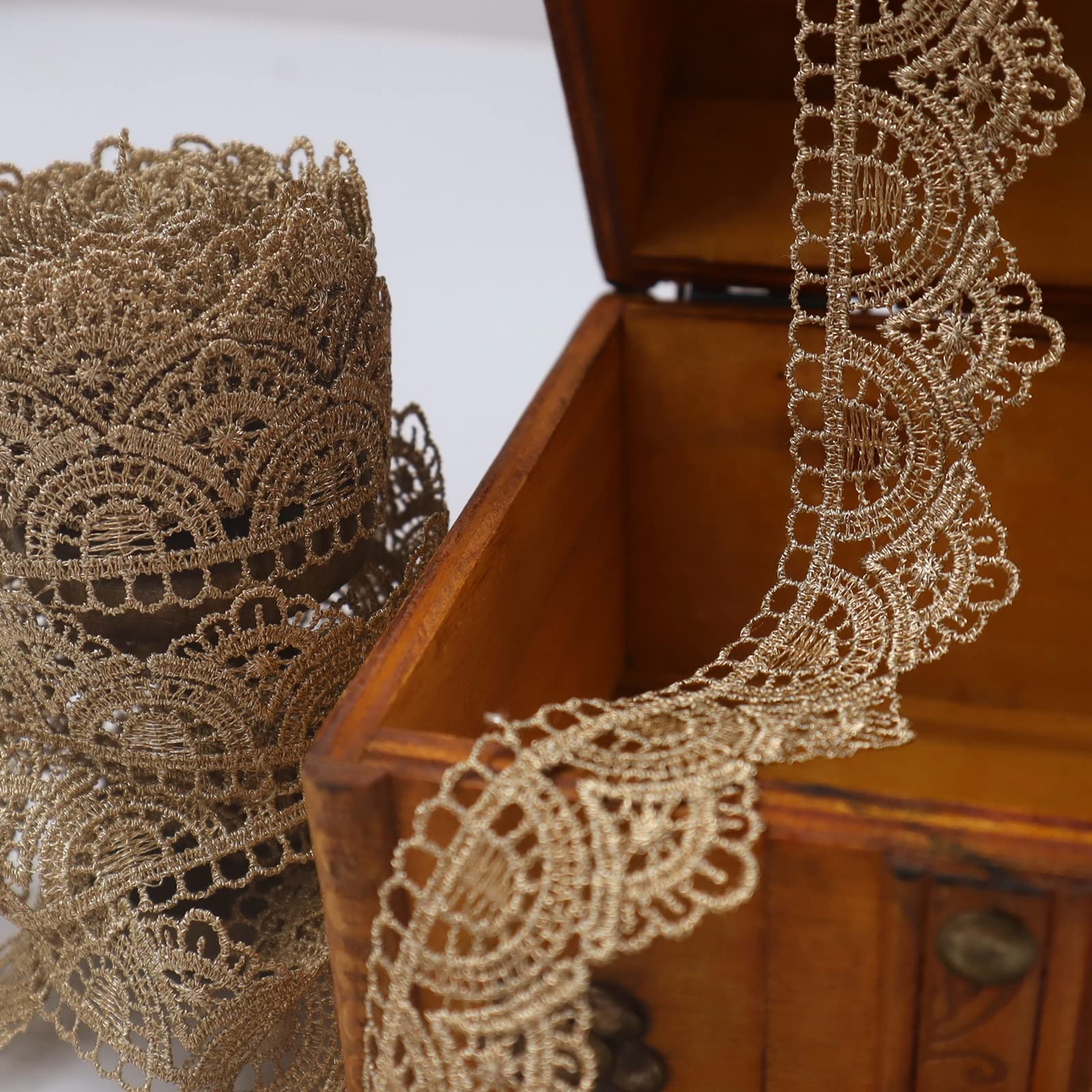 Amazon.com: SEWDIYTR Gold Lace Ribbon 4.8 Yards Golden Embroidery ...