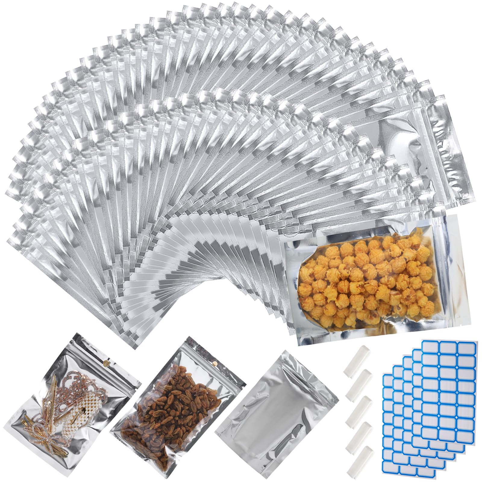 Amazon.com: 200-Pack Reclosable Small Mylar Bags for Food Storage 3.5 ...