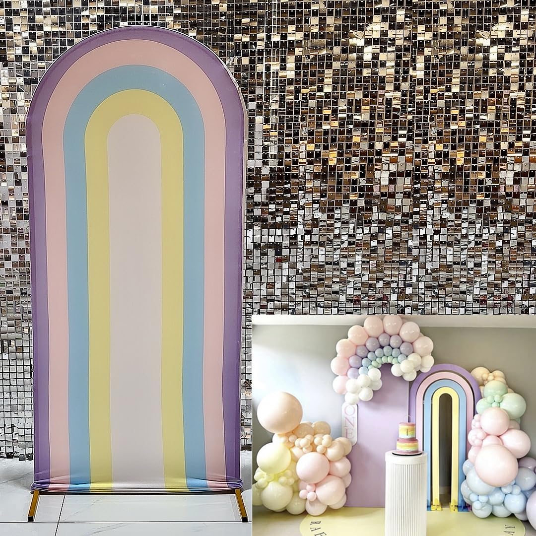 Amazon.com : AOSTO Rainbow Arch Backdrop Cover for Birthday Baby Shower ...