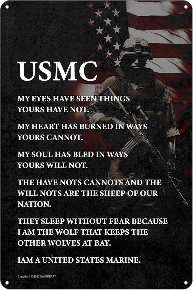 Amazon.com: KAIMKEART USMC Wall Art Decor - Metal Sign with Marine ...