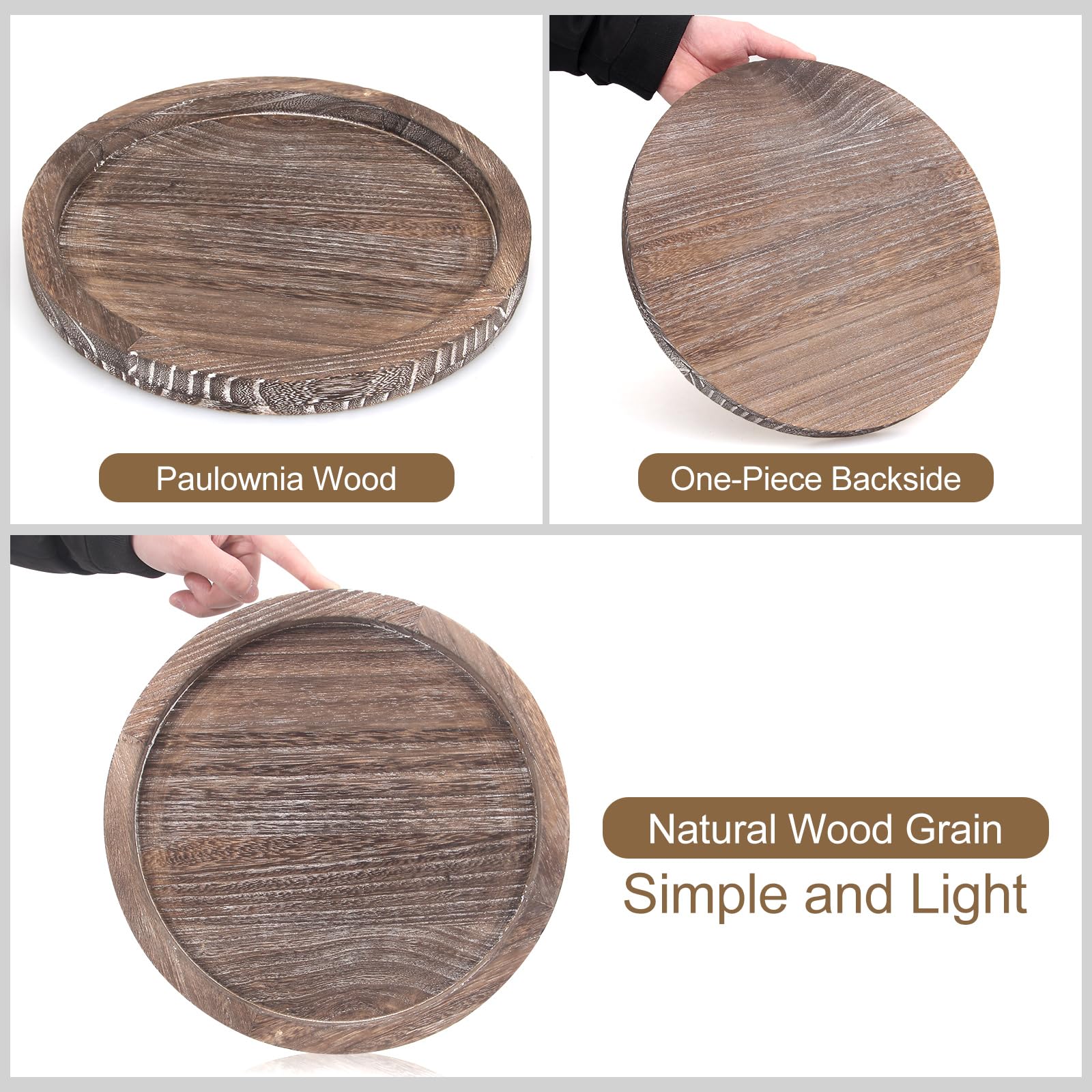 Snapklik.com : Round Decorative Wood Trays For Coffee Table Counter ...