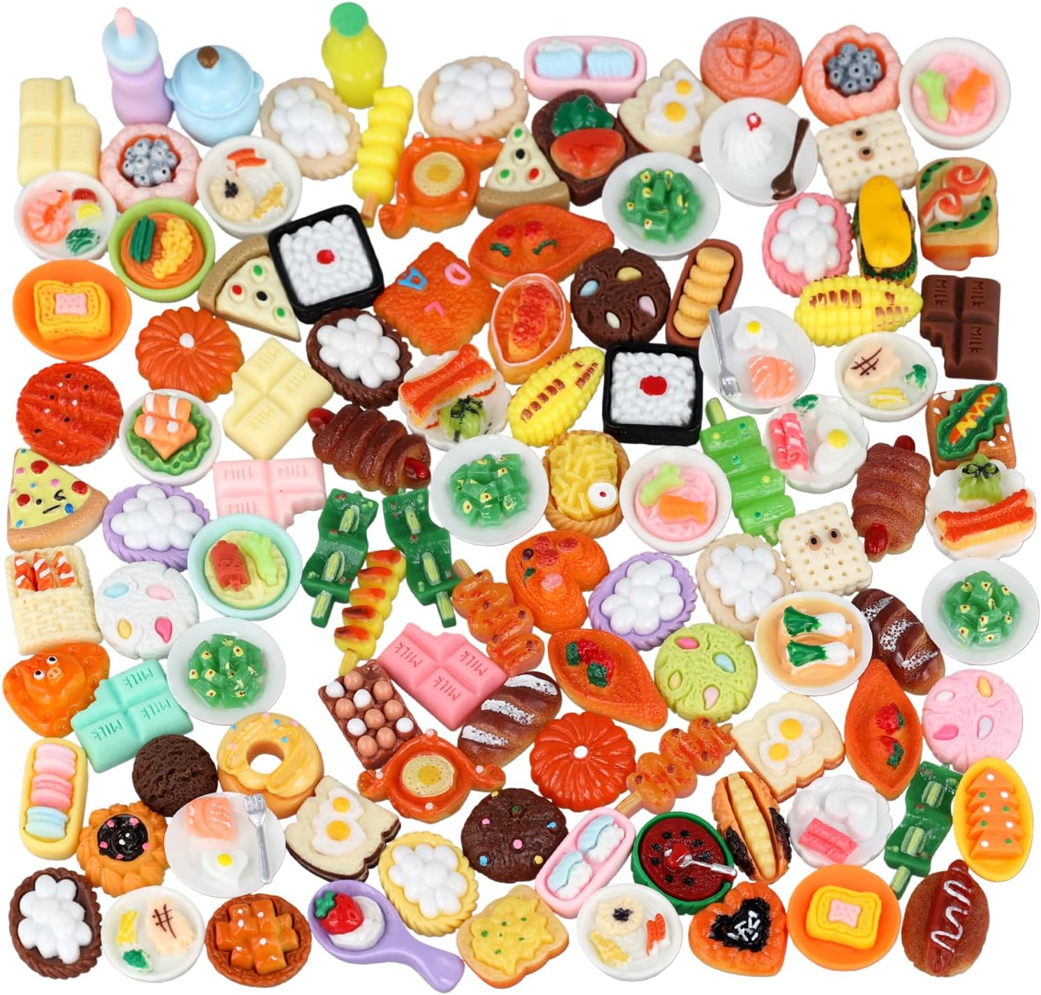 Amazon.com: 100pcs Miniature Food Drinks Bottles Toys, Tiny Pizza Cake ...