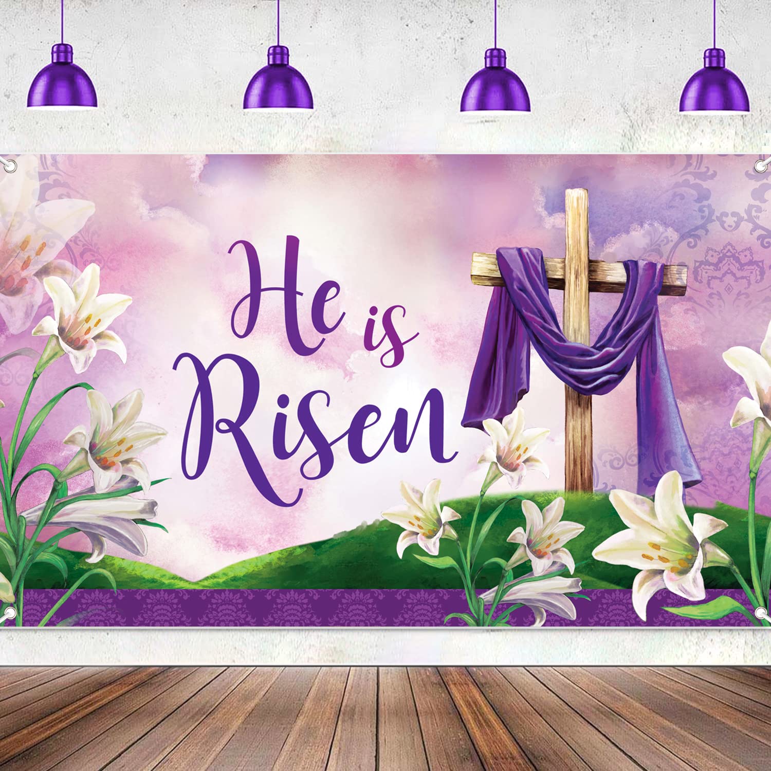 Amazon.com: He is Risen Easter Backdrop, Easter Jesus Backdrop Banner ...