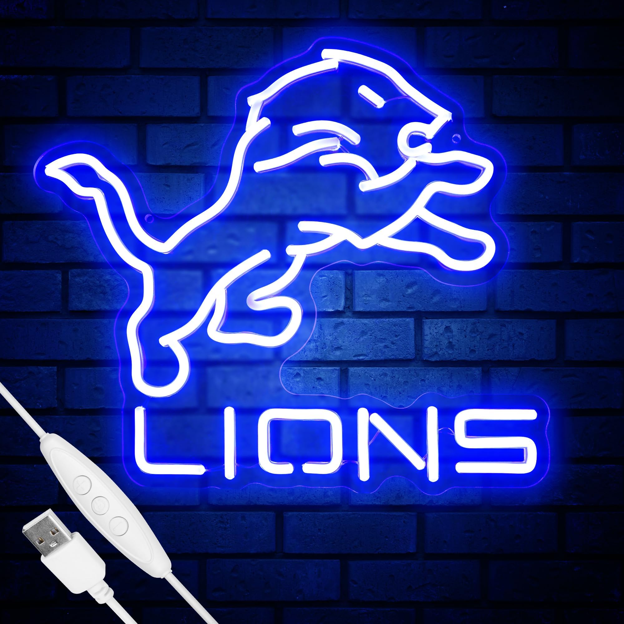 Queen Sense 20"x16" Detroit Sports Team Lion Neon Light sign Man Cave ...