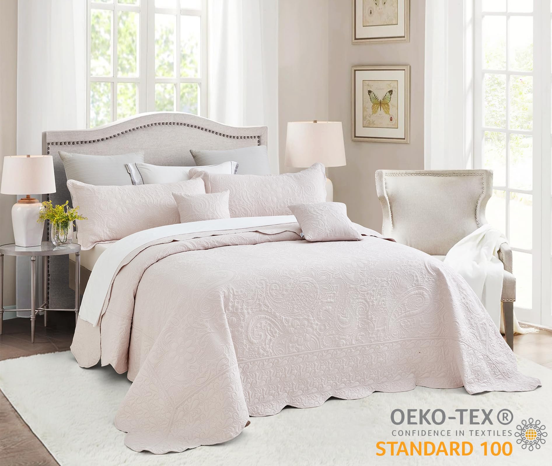Snapklik.com : Oversized King Bedspread 138x122 Extra Wide, Ultrasonic ...