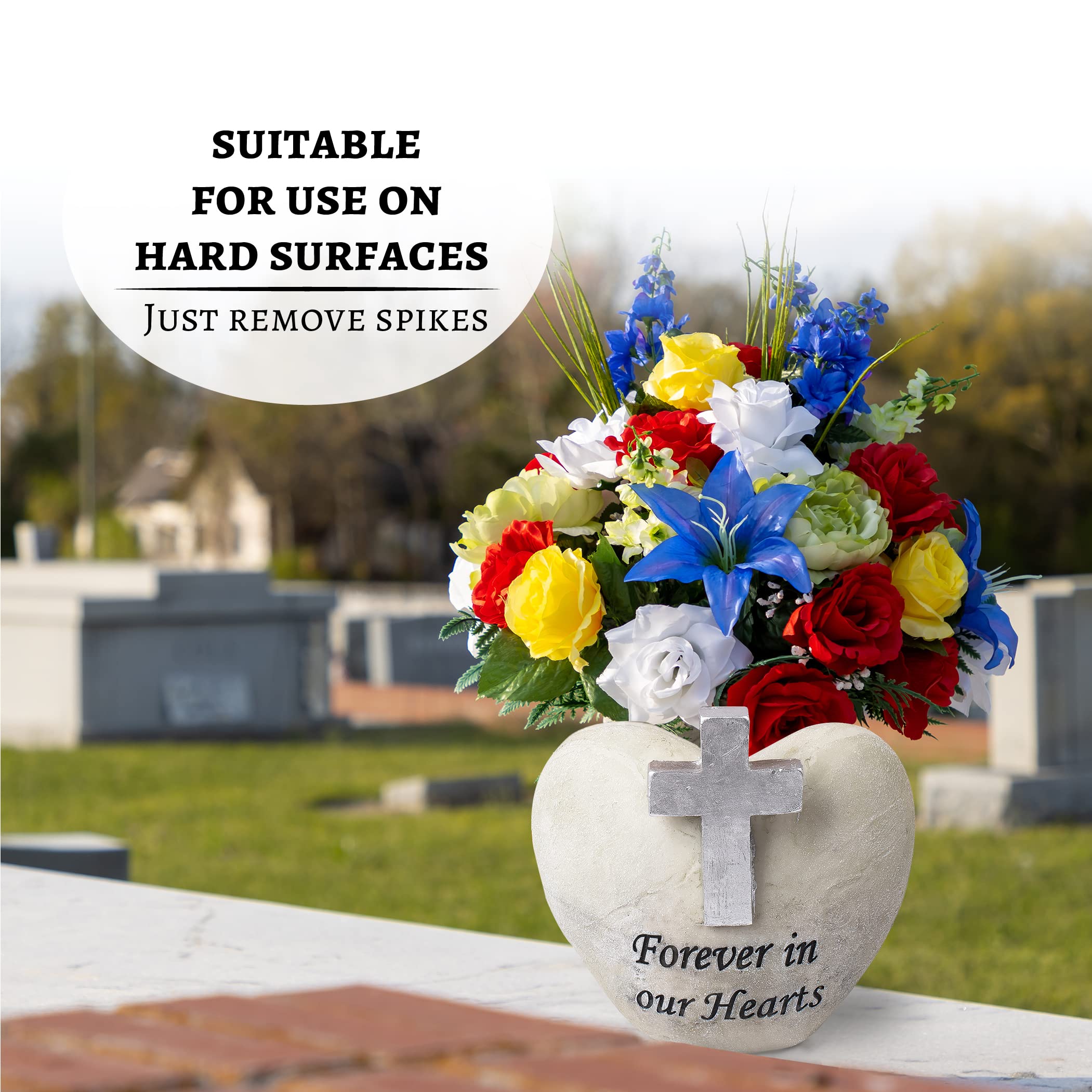 Angel and Cross Vases | Cemetery Decorations for Grave | Set of 2 ...