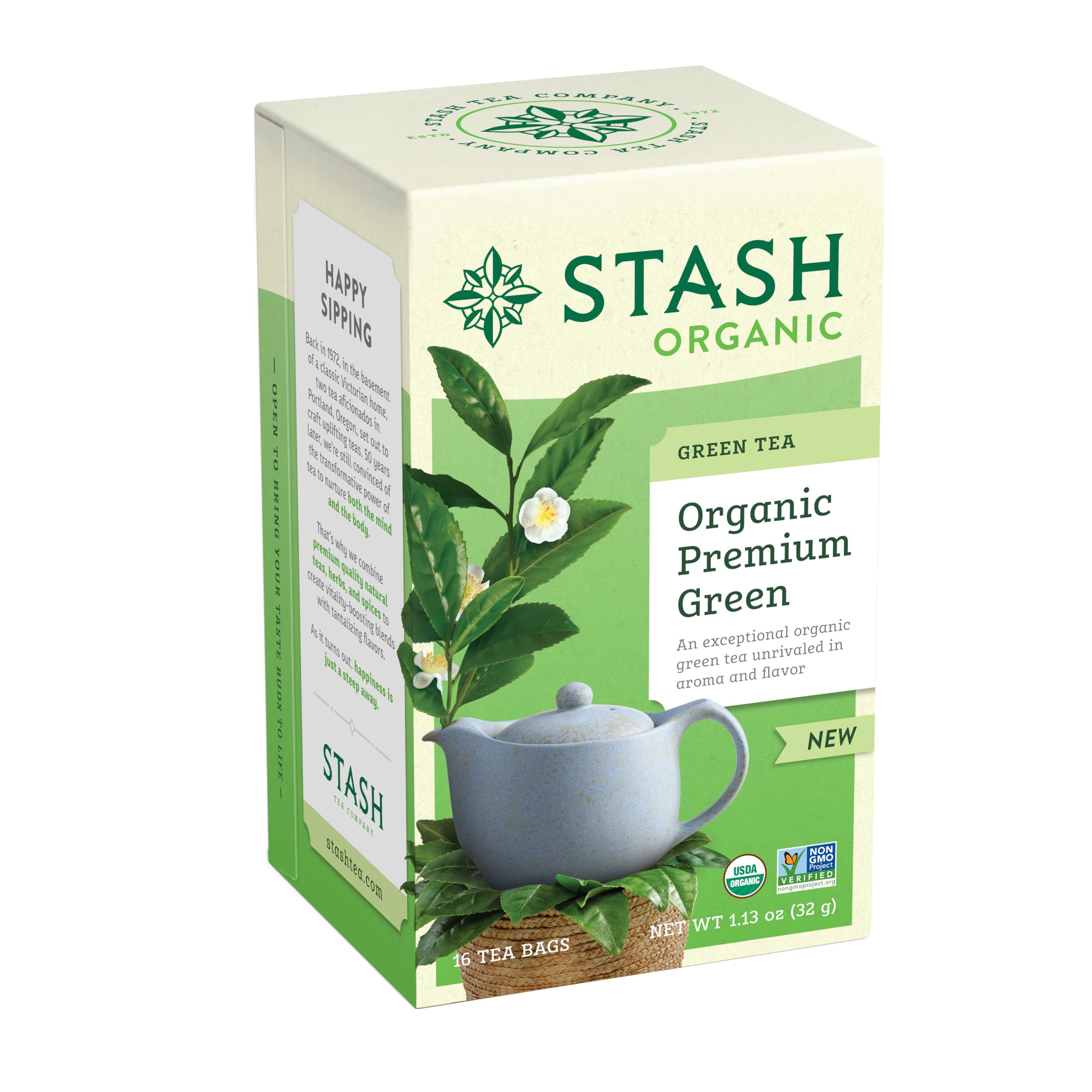 Amazon.com: Stash Tea Organic Premium Green Tea, Caffeinated, Non-GMO ...