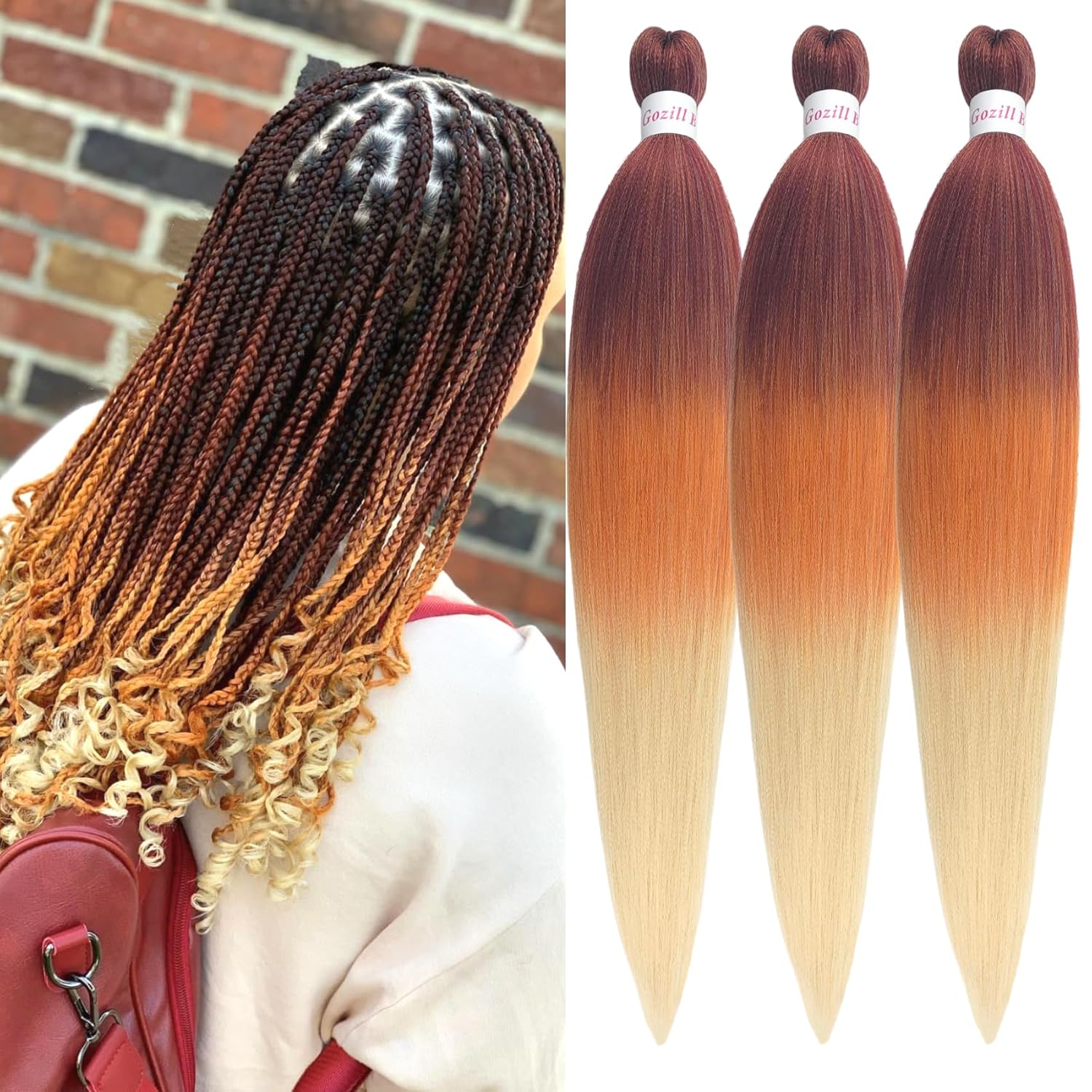 Amazon.com : Ombre Braiding Hair Pre stretched Copper Ginger Orange ...