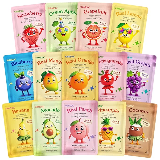 Amazon.com : 14 Pack Fruit Face Masks Skincare for Kids, Sheet ...