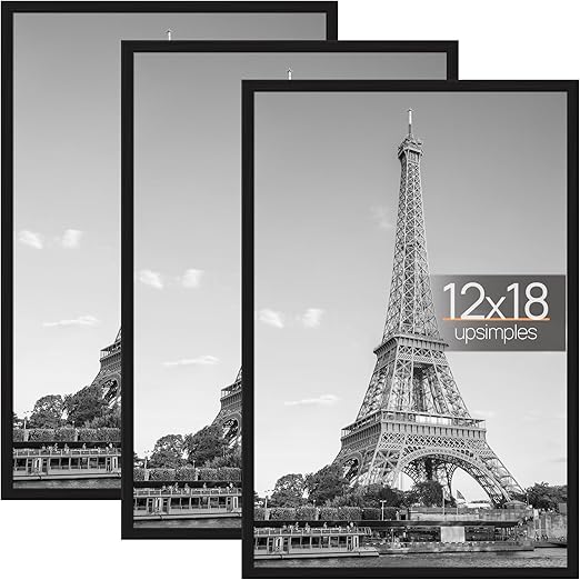 upsimples 12x18 Picture Frame Black 3 Pack, Large Picture Poster Frames ...