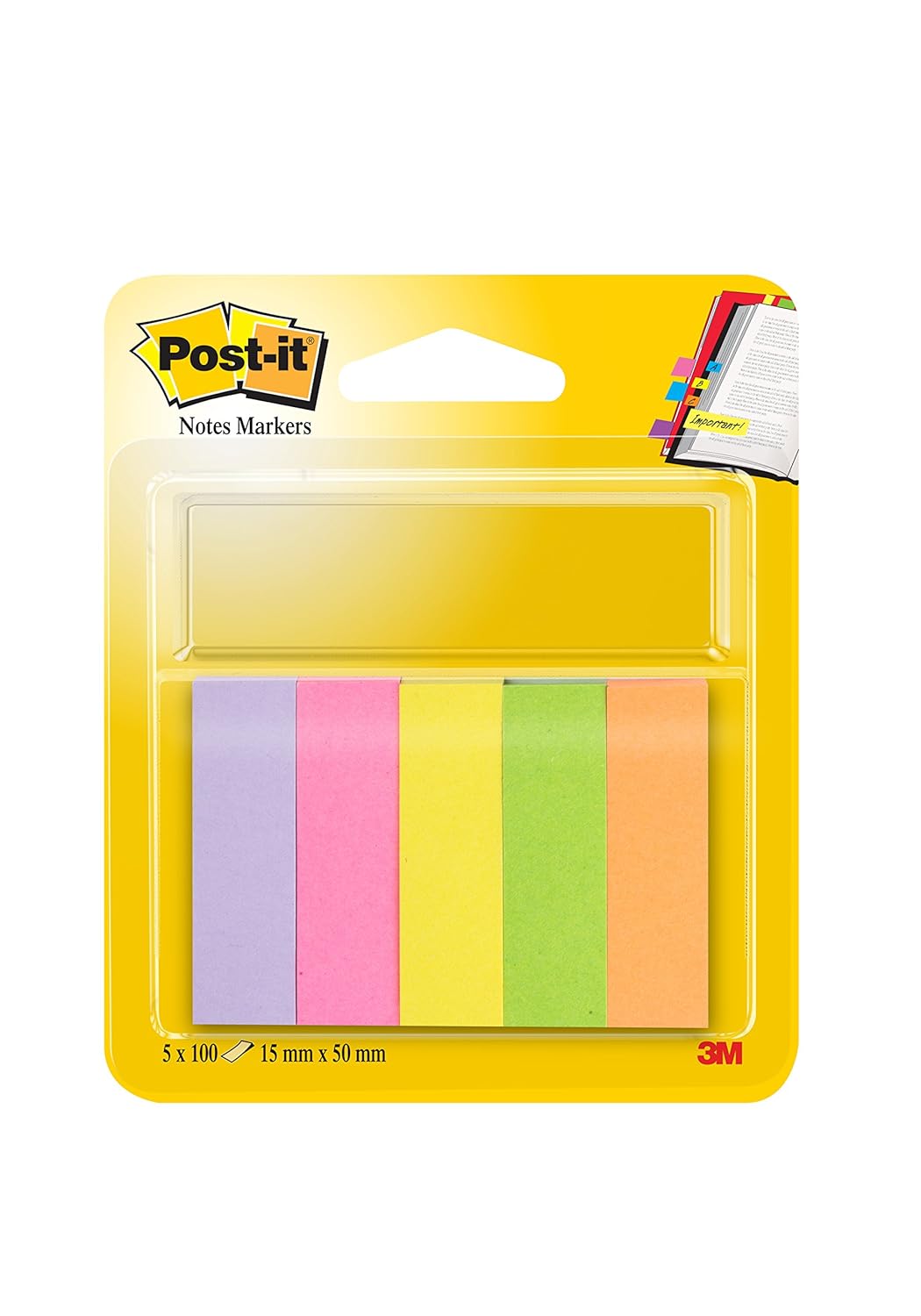 Post-it 670-5 Haftstreifen Page Marker schmal, 15 x 50 mm, neonfarben ...