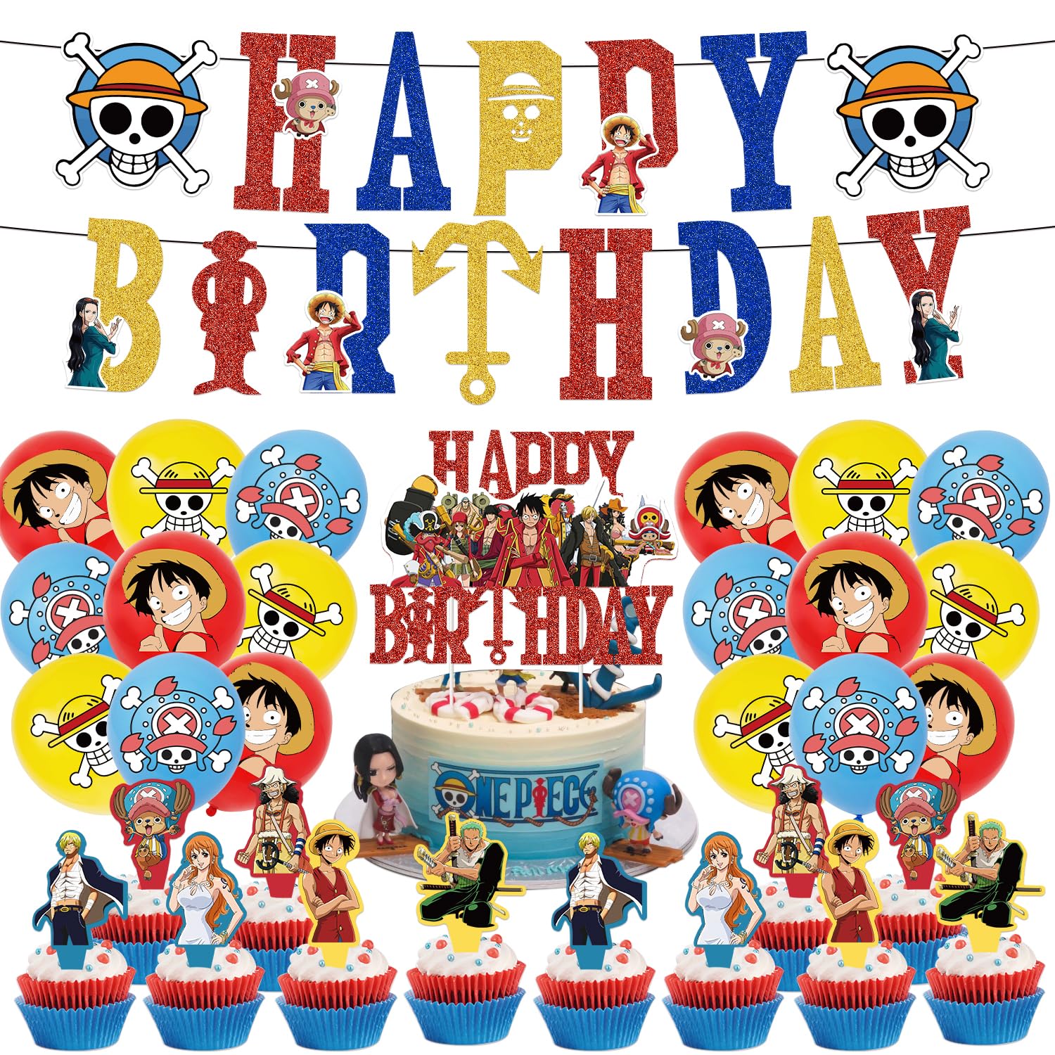 Norinoya One Piece Themed Birthday Party Decorations Set Including ...