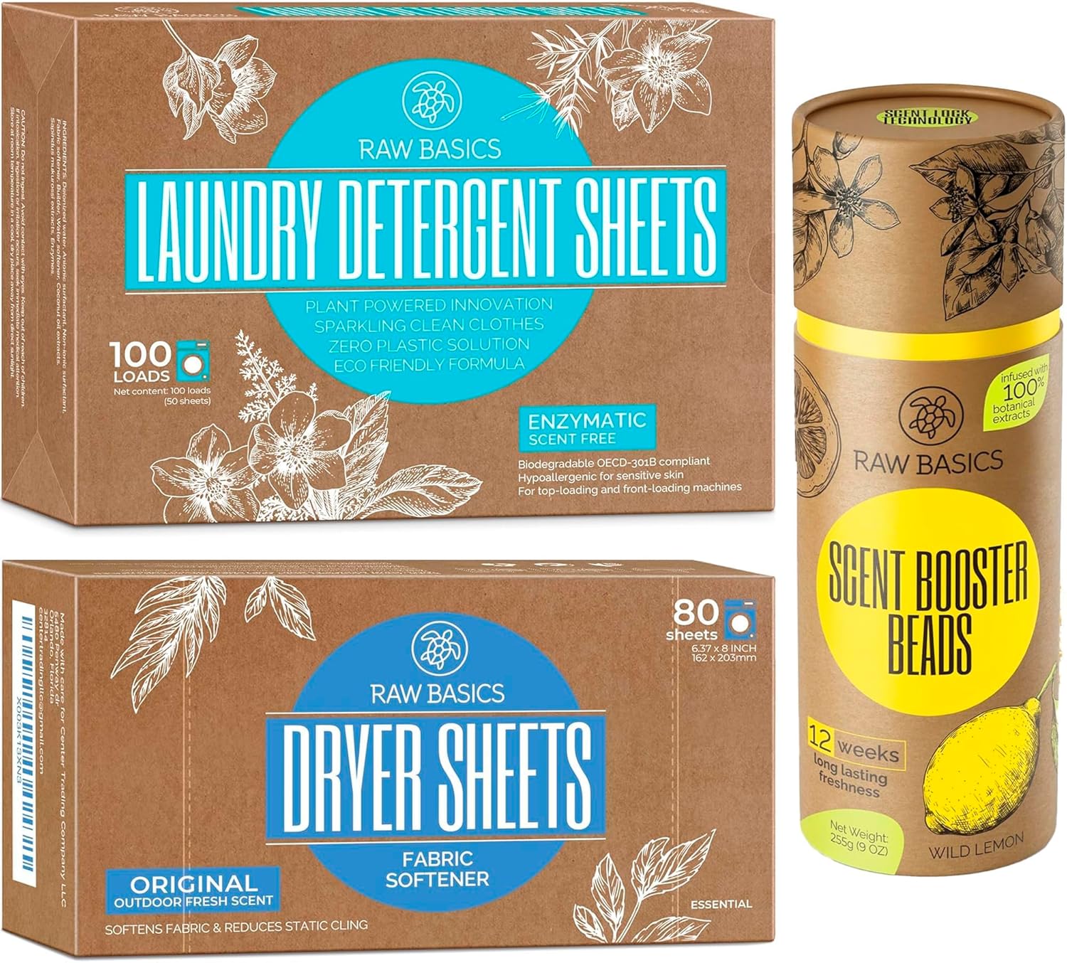 Amazon.com: RAW BASICS Dryer Sheets, 80 Bulk Loads, and Scent Boosters ...