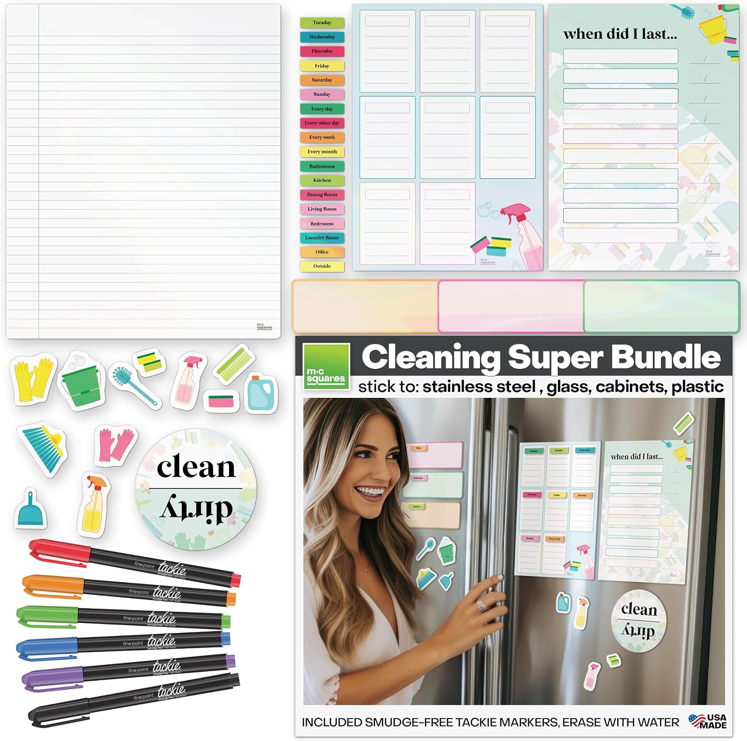 Amazon.com: M.C. Squares Reusable, Erasable Cleaning Organizer Super ...
