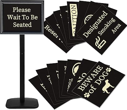 Please Wait To Be Seated Sign, 11 x 17 Inch Heavy Duty Sign Holder ...