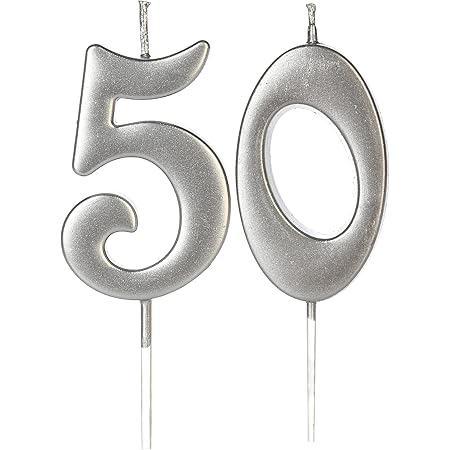 Amazon.com: 50th Birthday Candles,Number 50 Candles,Blue Happy Birthday ...