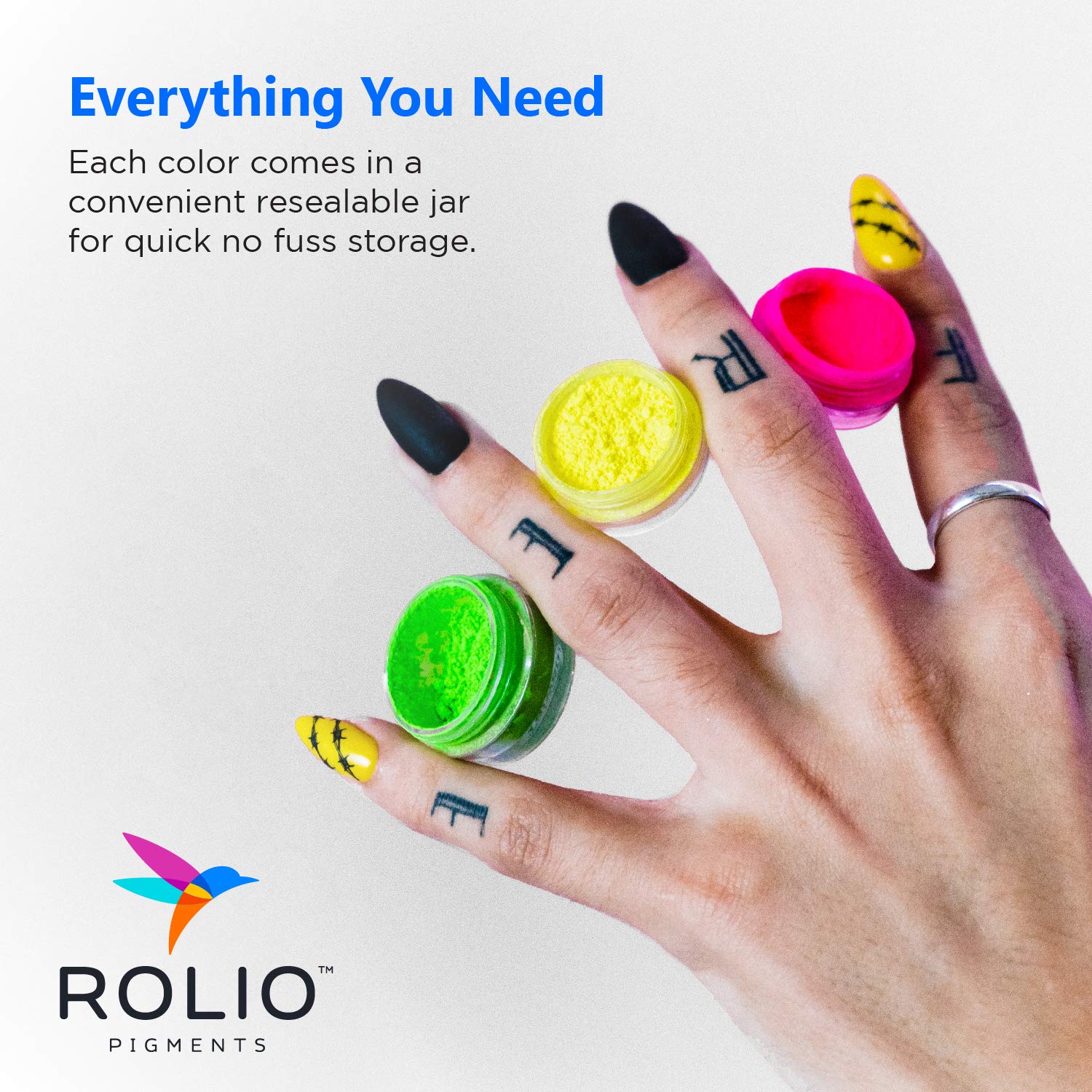 Snapklik.com : Rolio - Fluorescent Neon Powder - 12 Jars Of Pigment For ...