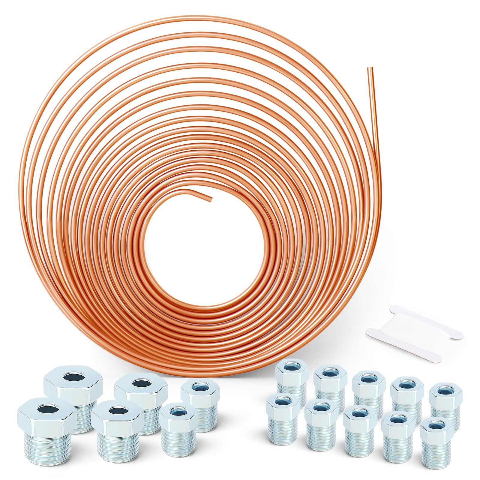 Amazon.com: GASHER 3/16'' Brake Line Tubing Kit - 34FT Copper-Coated ...